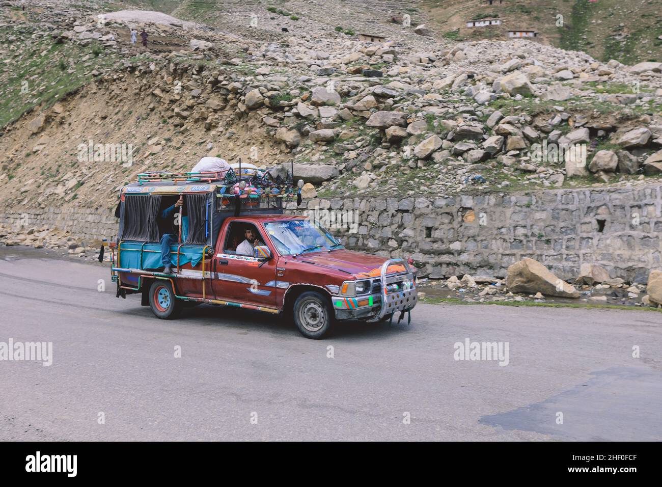 Spectacular View to the Asphalt Road in Gilgit Baltistan Mountains ...