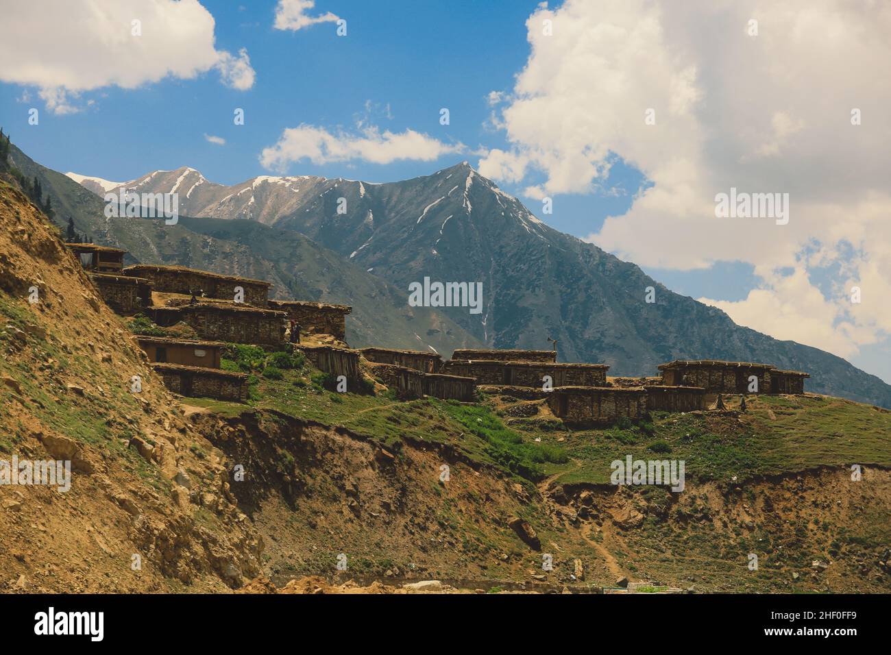 Traditional Houses on the Green Forest Rocks in Pakistani Mountains ...