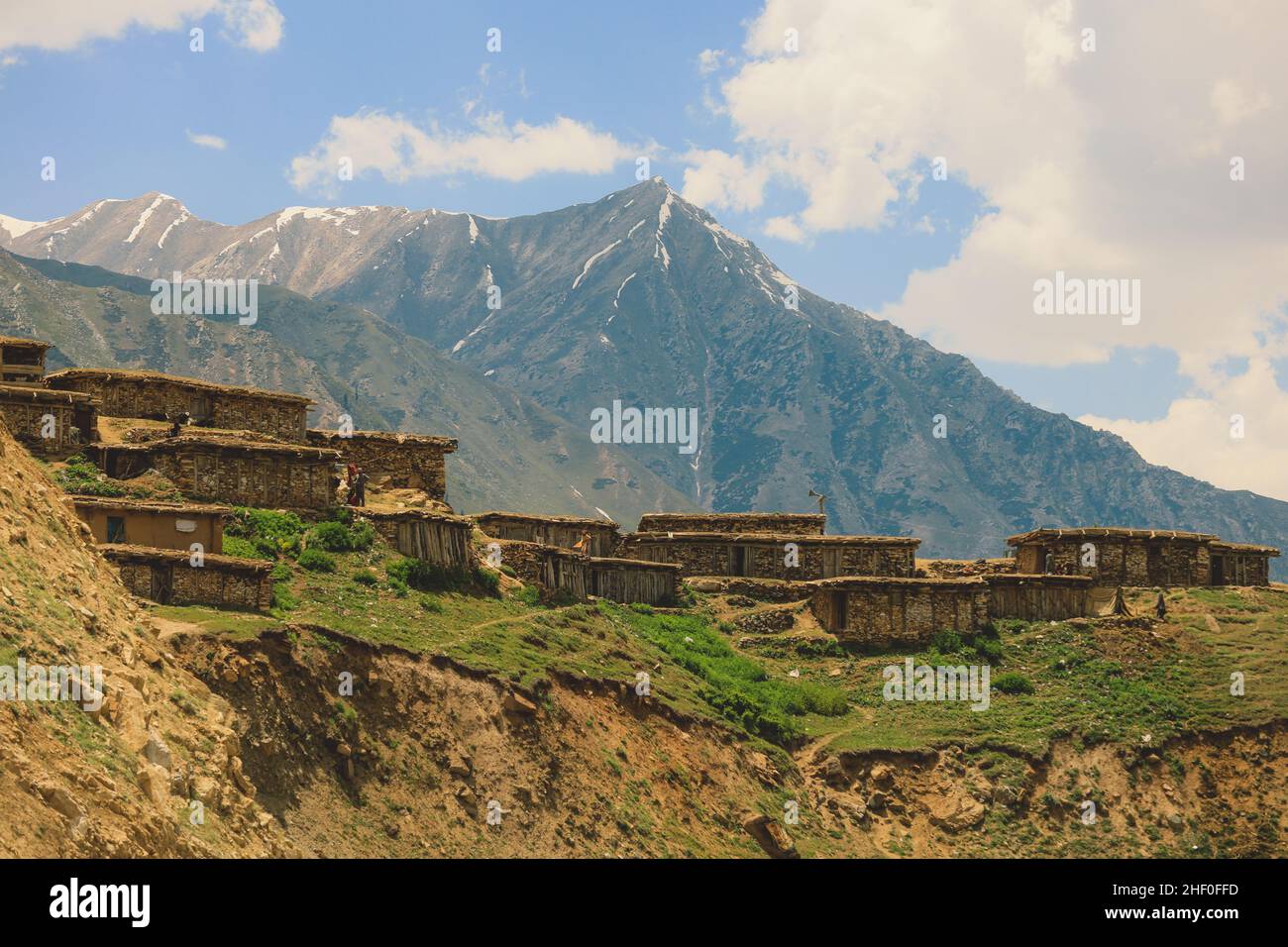 Traditional Houses on the Green Forest Rocks in Pakistani Mountains ...