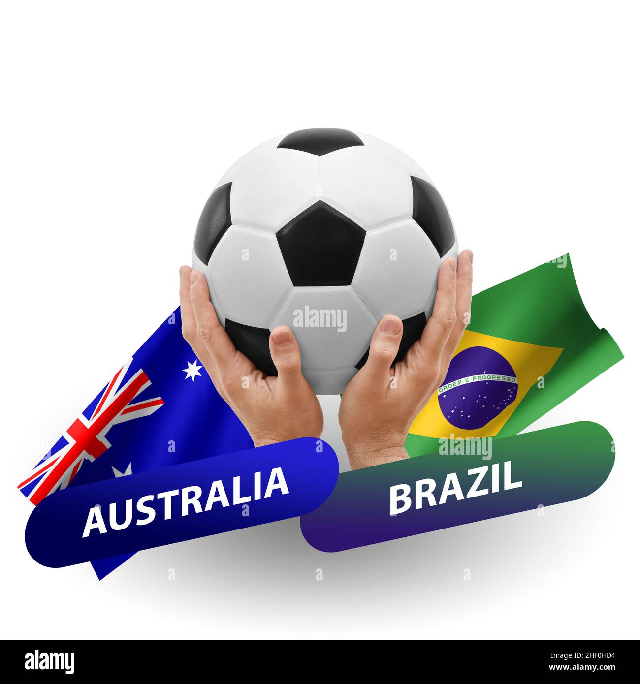 Soccer football competition match, national teams australia vs brazil ...