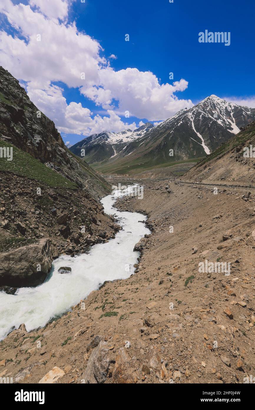Mountain River in Gilgit Baltistan Highlands under the Blue and Cloudy ...