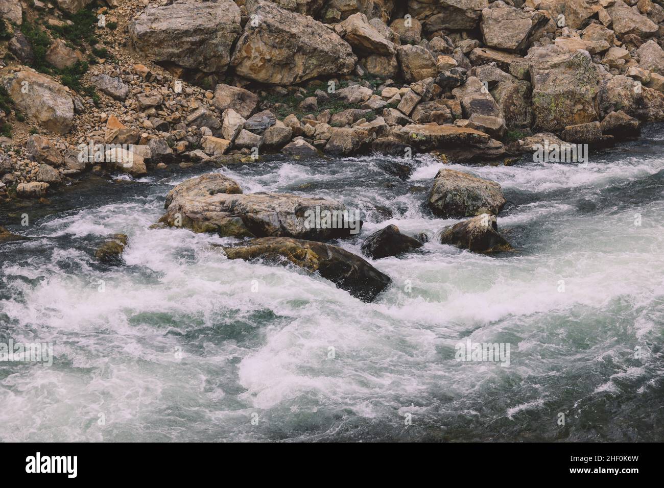 Mountain Rocks in the River Water Flow in Gilgit Baltistan Highlands ...