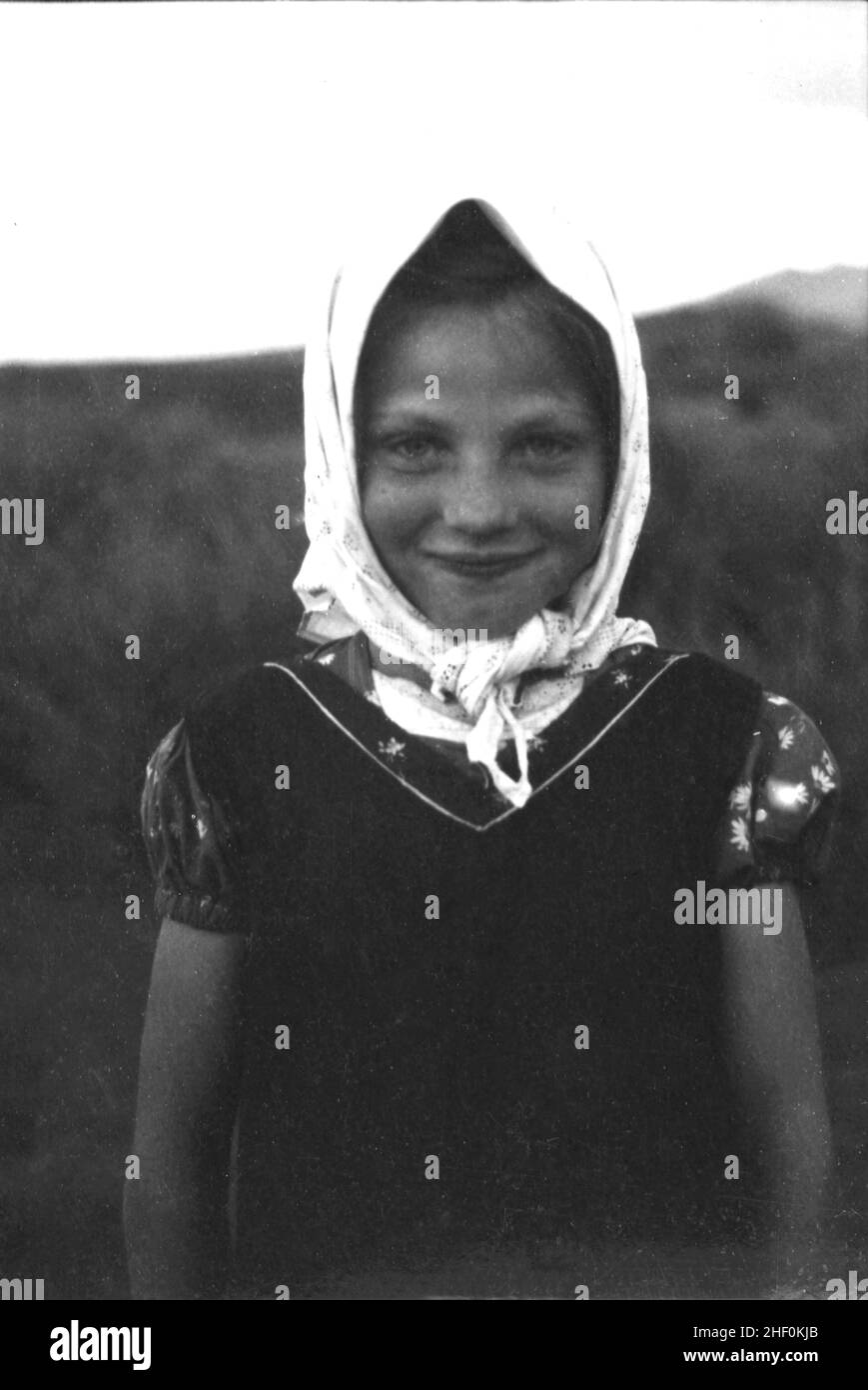 1930s, historical, young Czech girl, with scarf, Czechoslovakia Stock ...