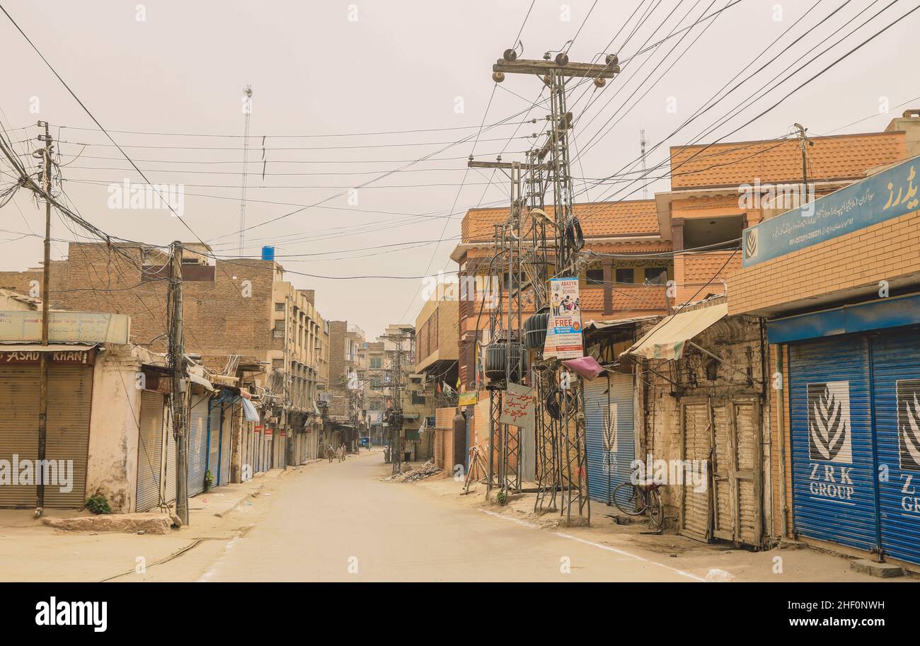 Peshawar, Pakistan - July 10, 2021: No People on the Empty Streets of ...