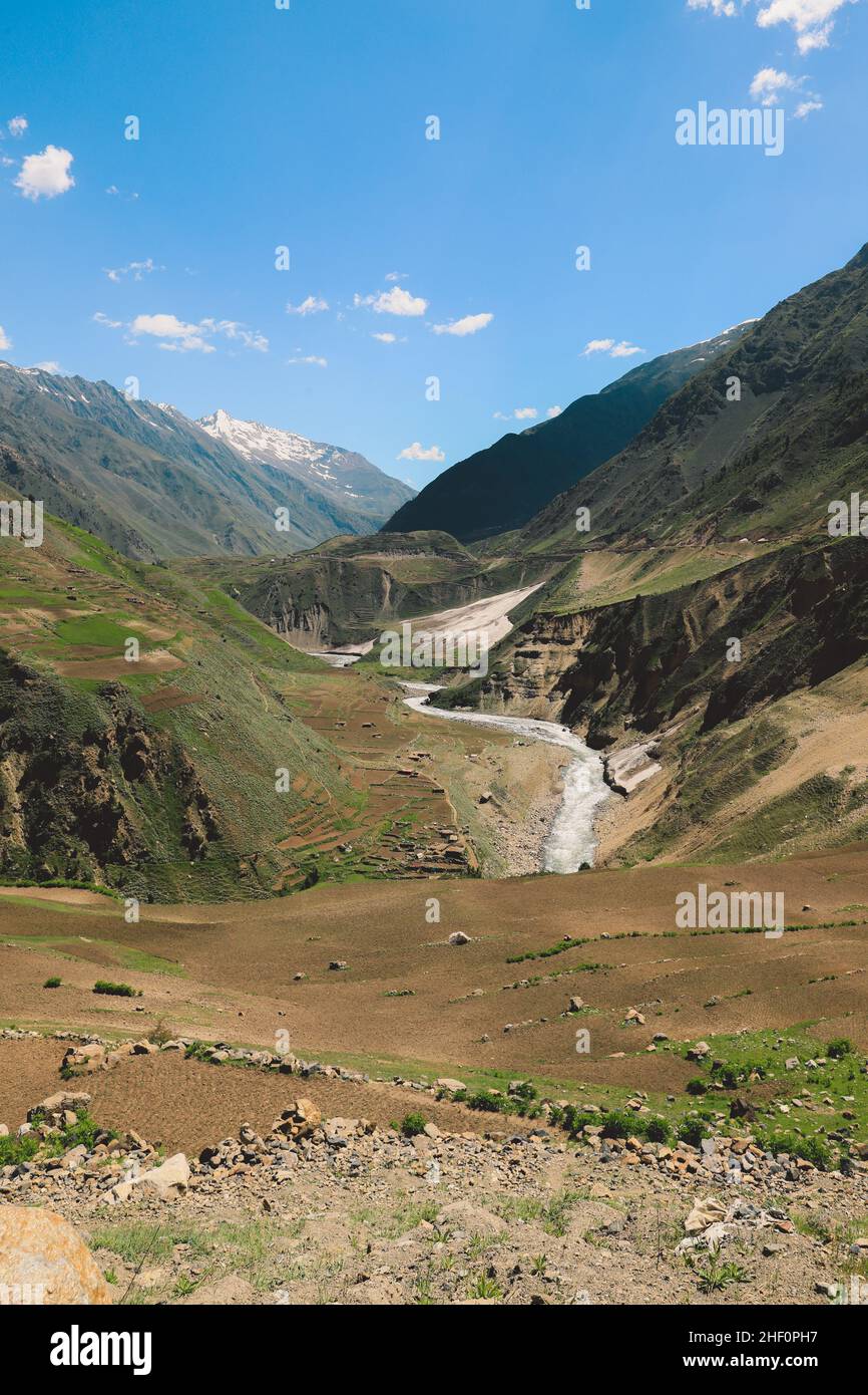 Beautiful View to the Pakistani Highland Gorge with the Mountain River ...