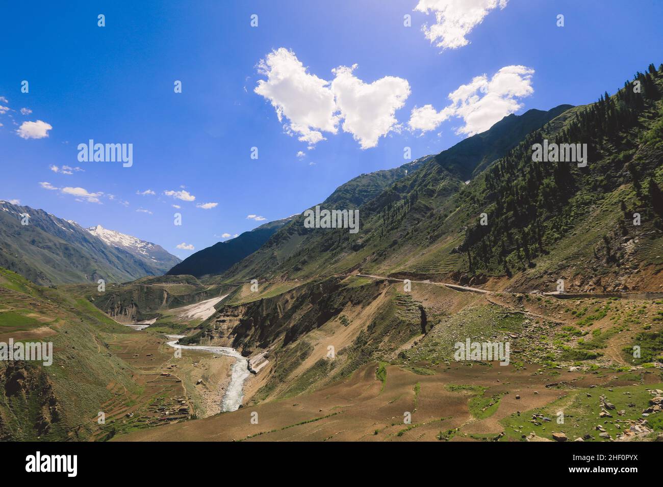 Beautiful View to the Pakistani Highland Gorge with the Mountain River ...