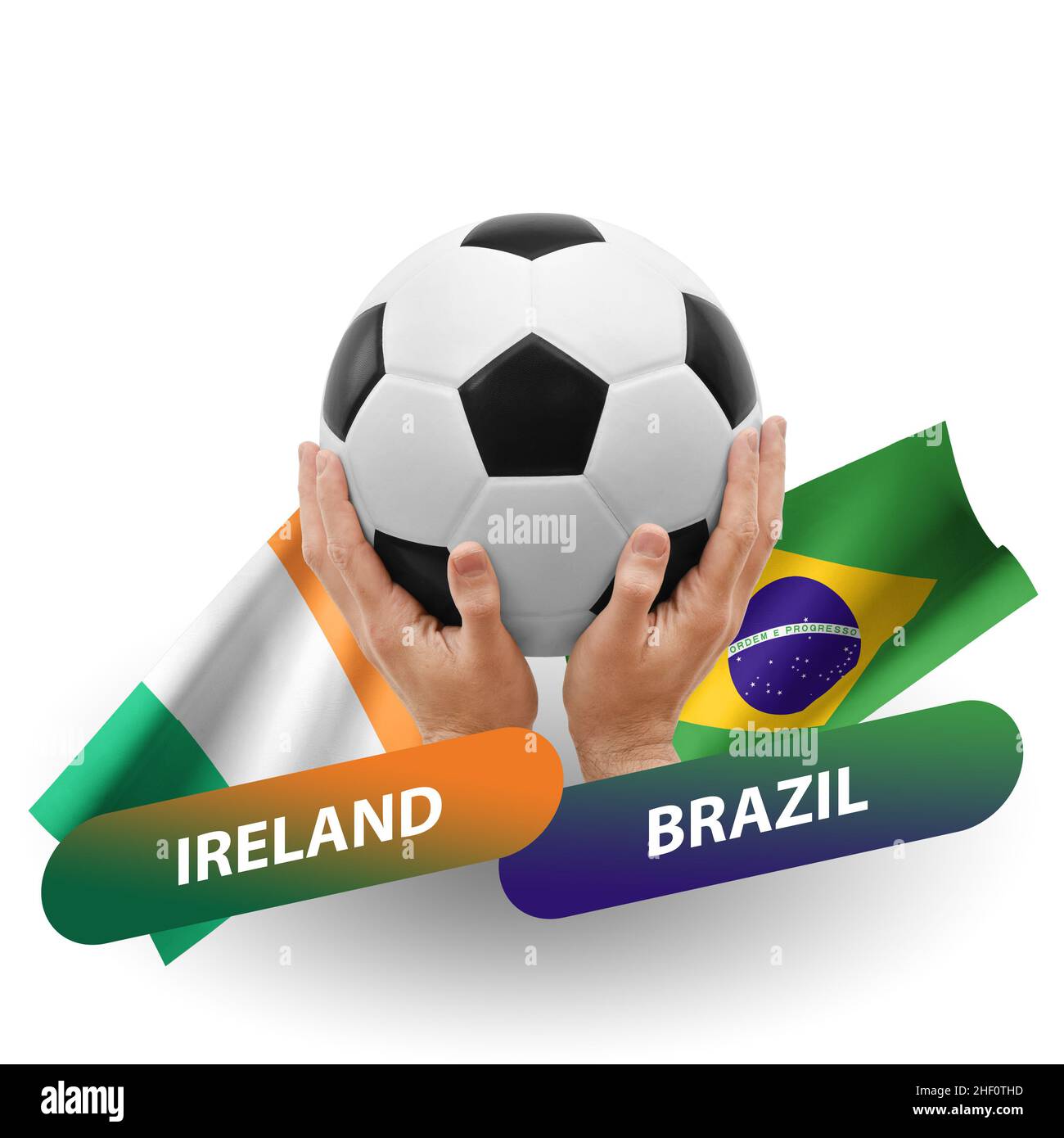 Soccer football competition match, national teams ireland vs brazil ...