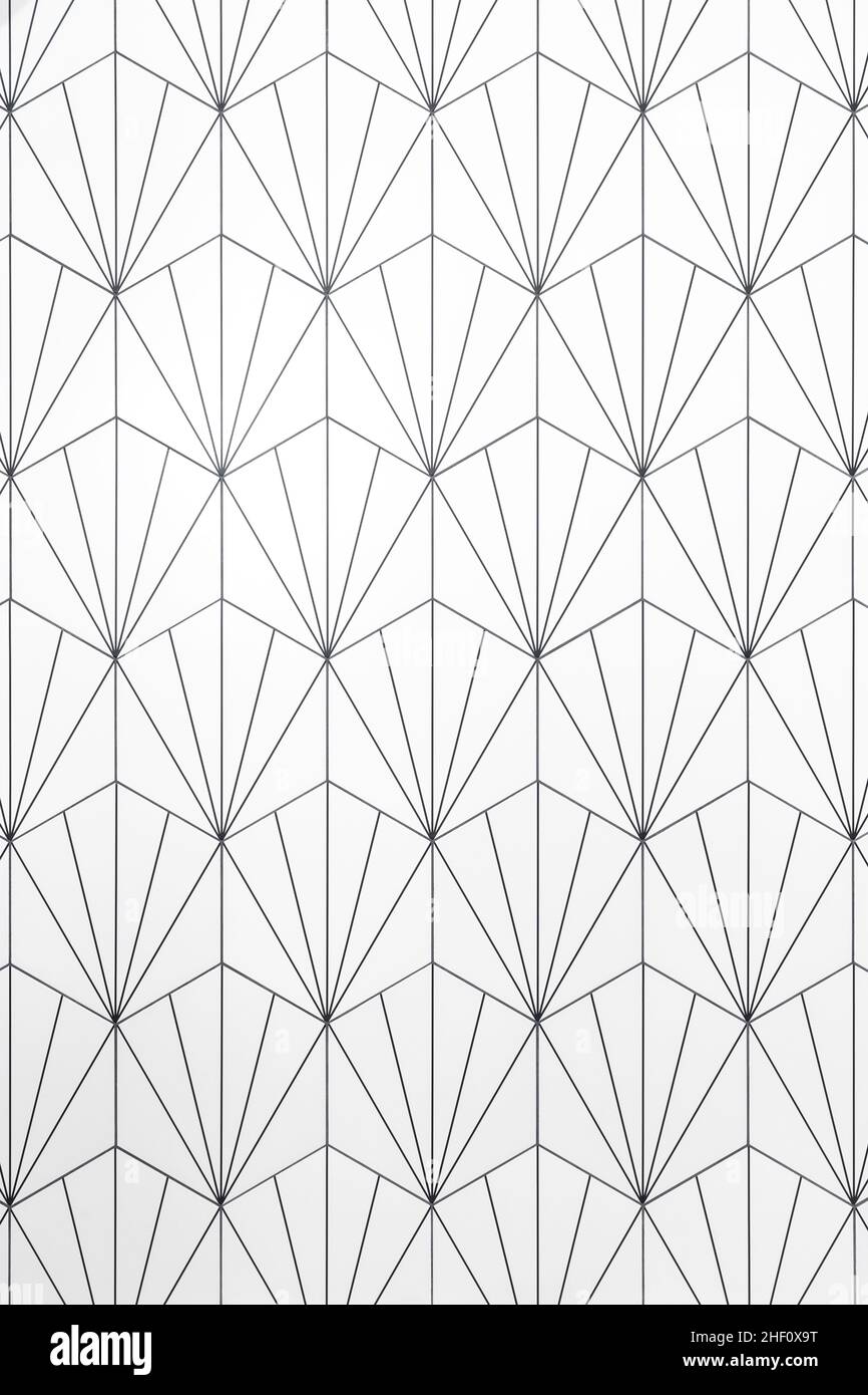 A kavala patterned bathroom shower tile with black lines and a white ...