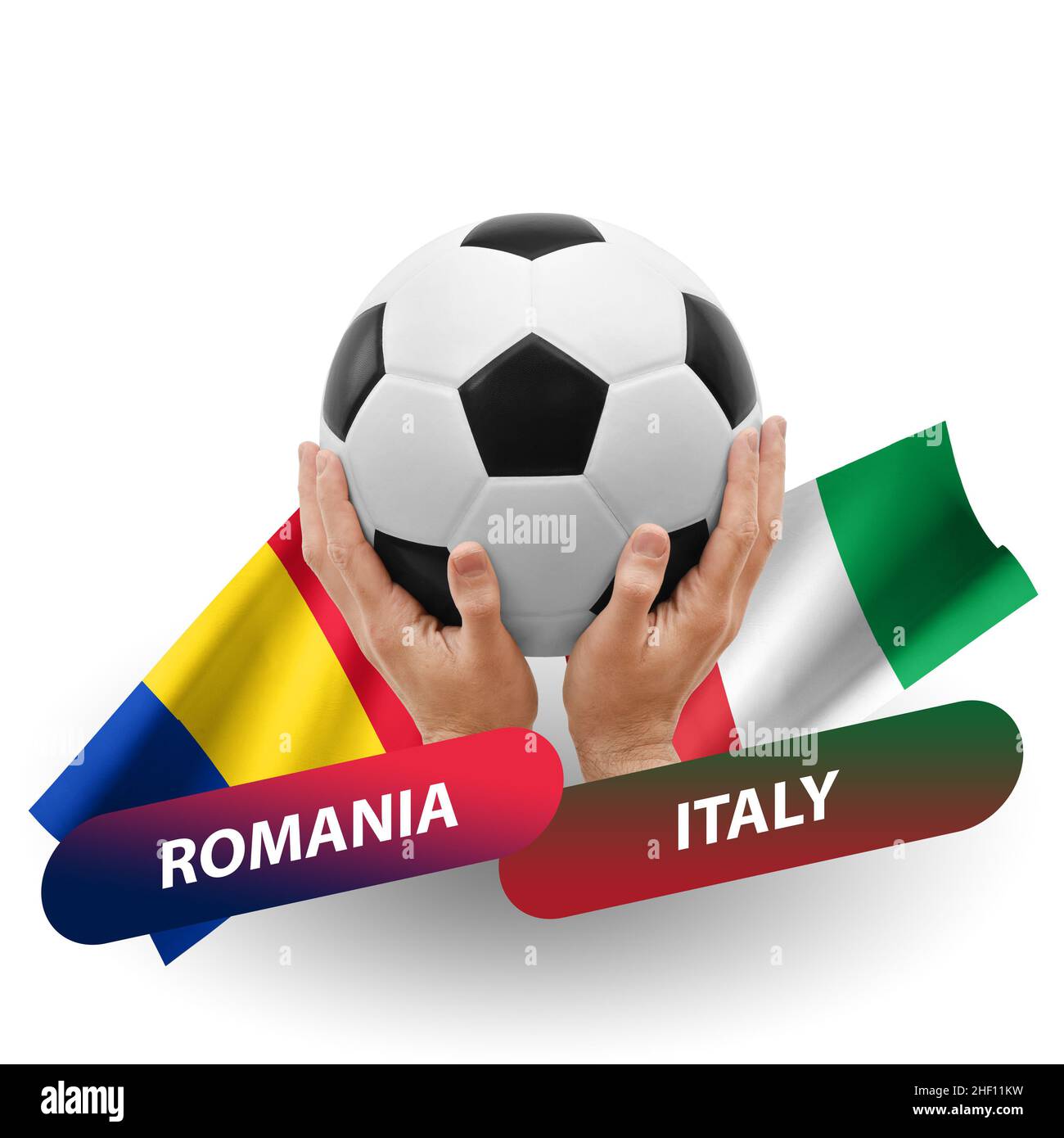 Soccer football competition match, national teams romania vs italy ...
