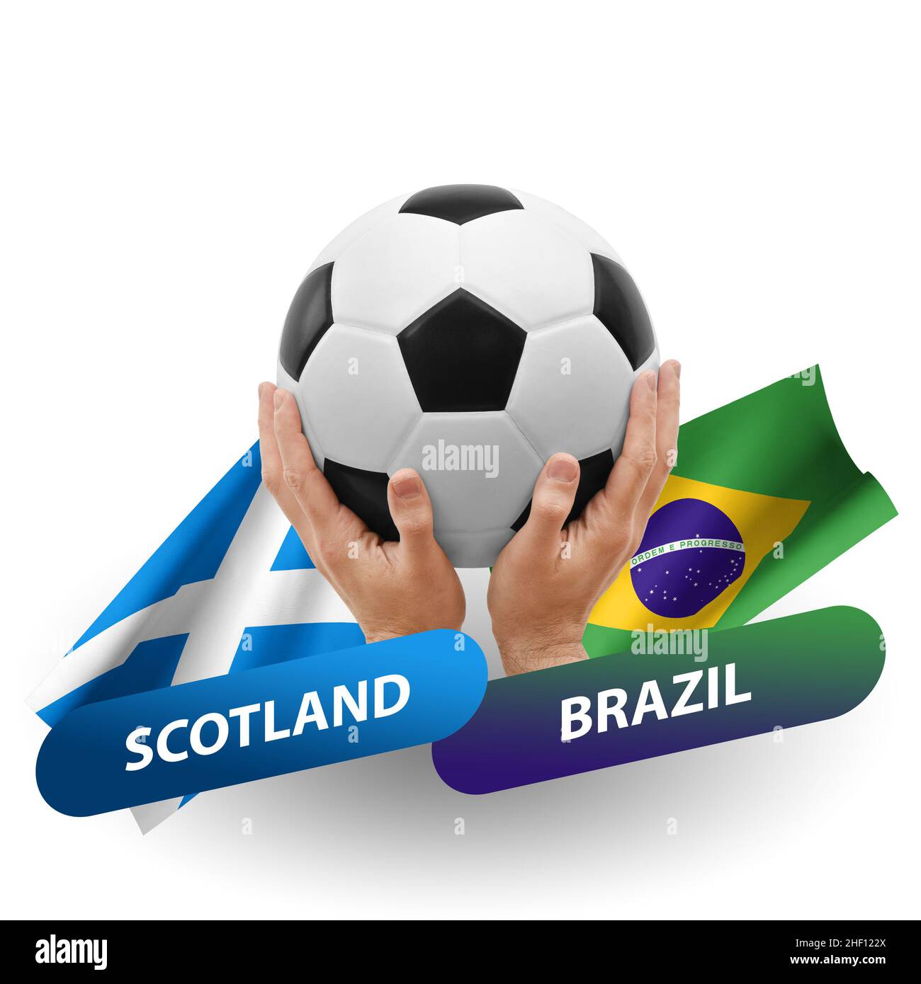 Soccer football competition match, national teams scotland vs brazil ...