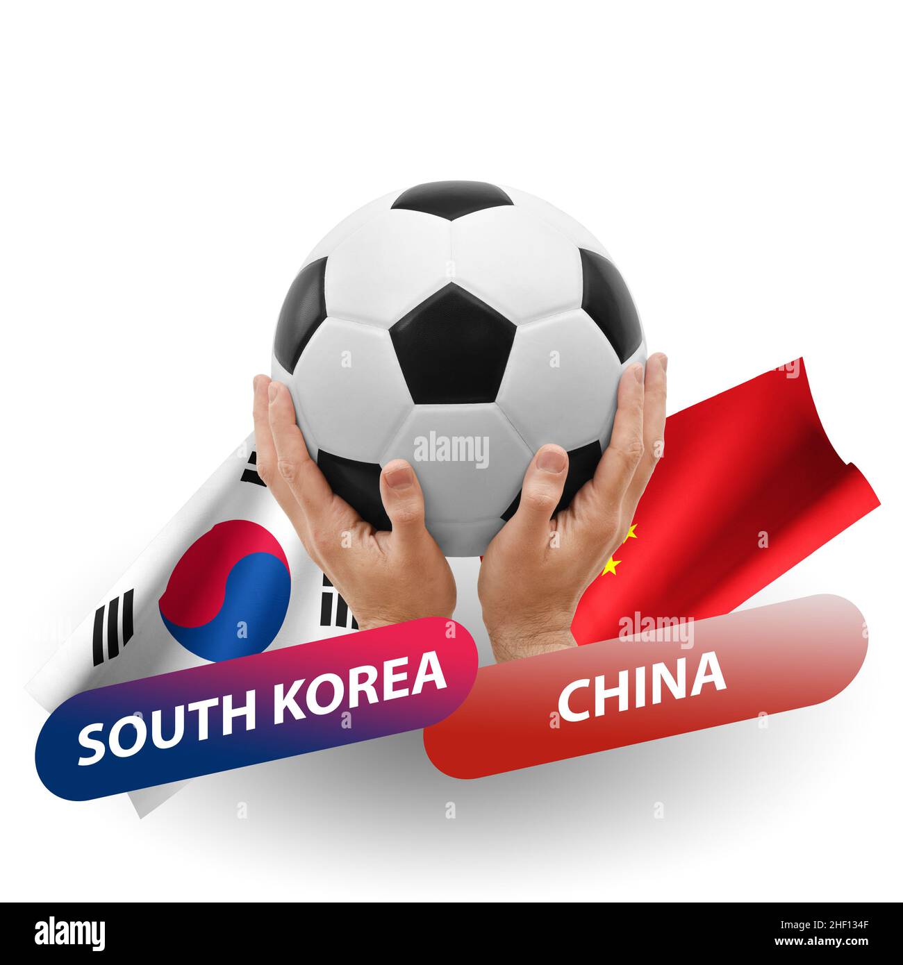 Soccer football competition match, national teams south korea vs china ...