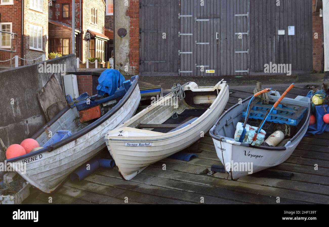 three rowing boats, sheringham, norfolk, england Stock Photo - Alamy
