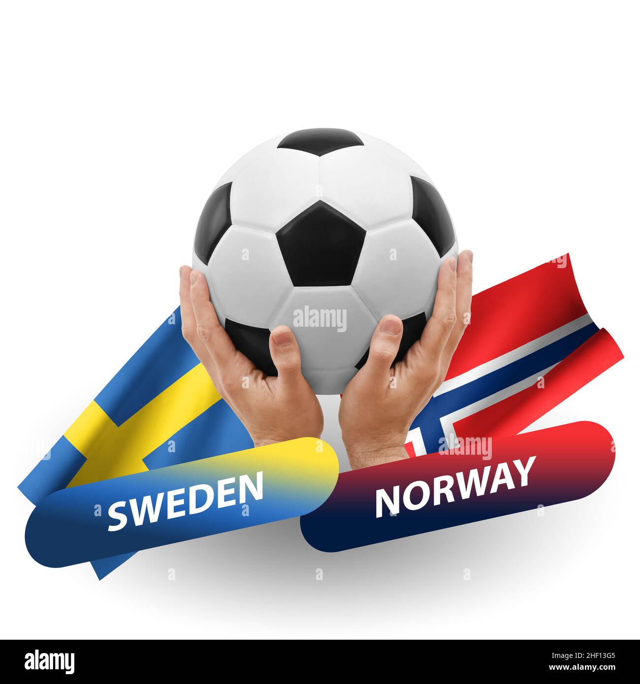 Soccer football competition match, national teams sweden vs norway ...