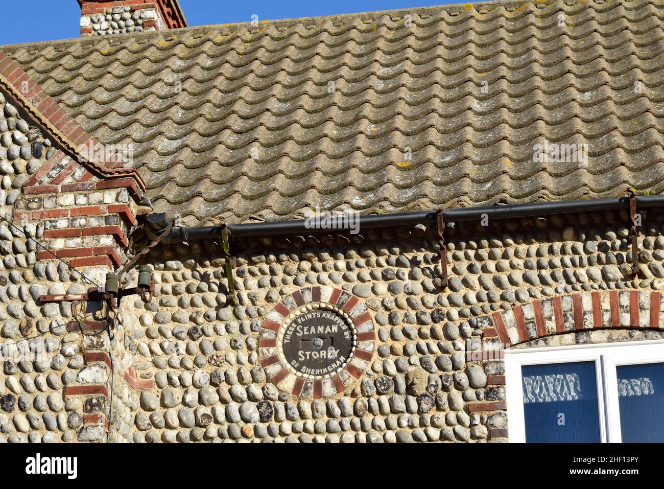 brick and flint house with plaque, sheringham, north norfolk, england ...