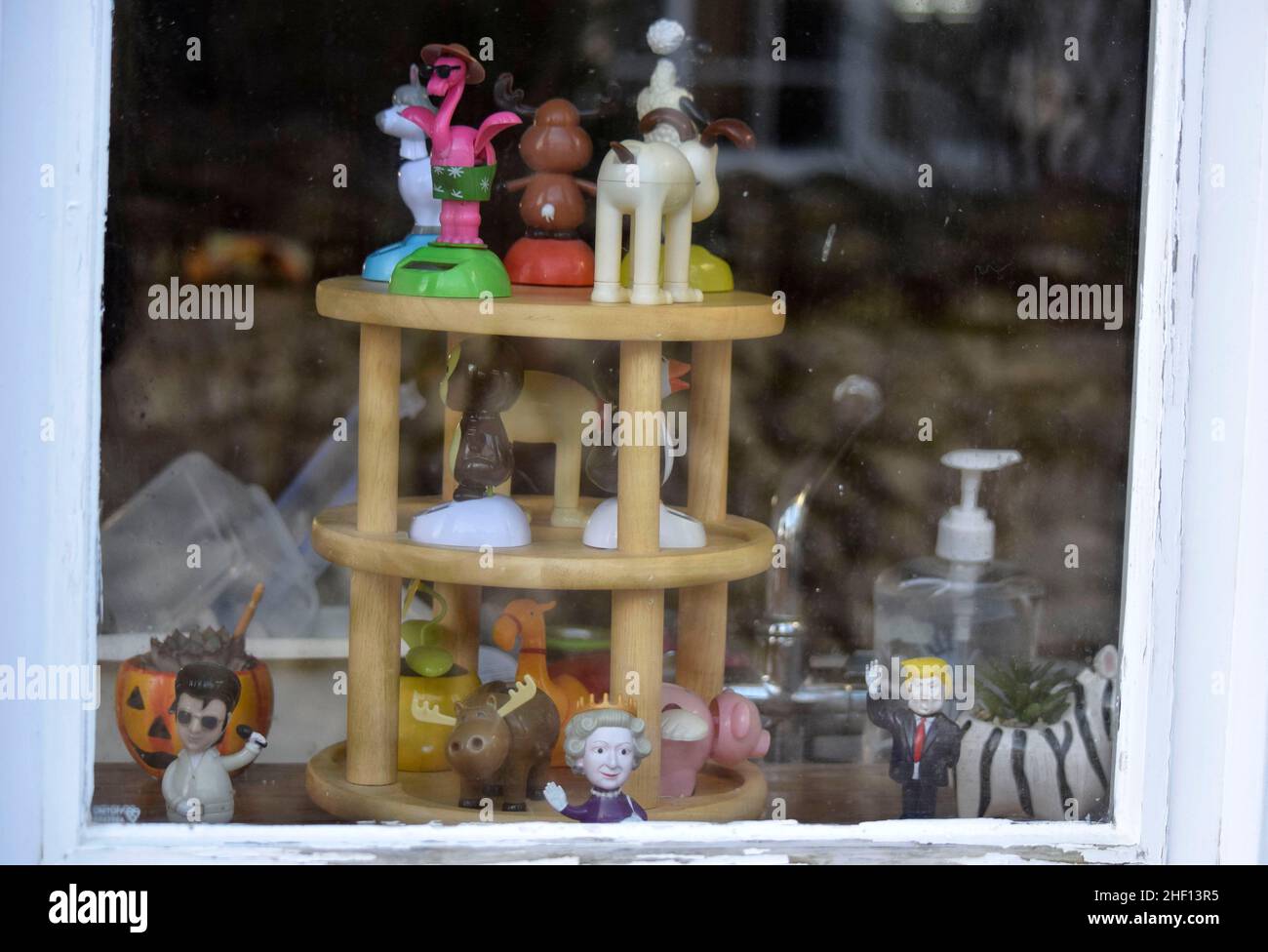 window display of moving figures, sheringham, north norfolk, england ...