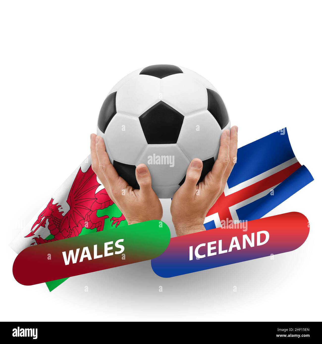 Soccer football competition match, national teams wales vs iceland ...