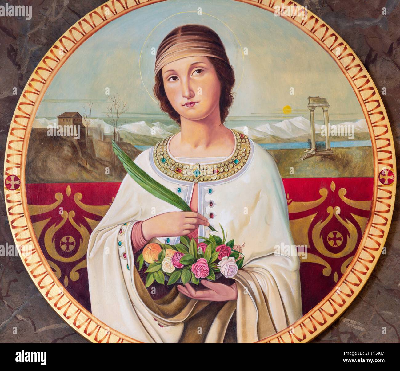 ROME, ITALY - AUGUST 31, 2021: The painting of St. Dorotea in church ...