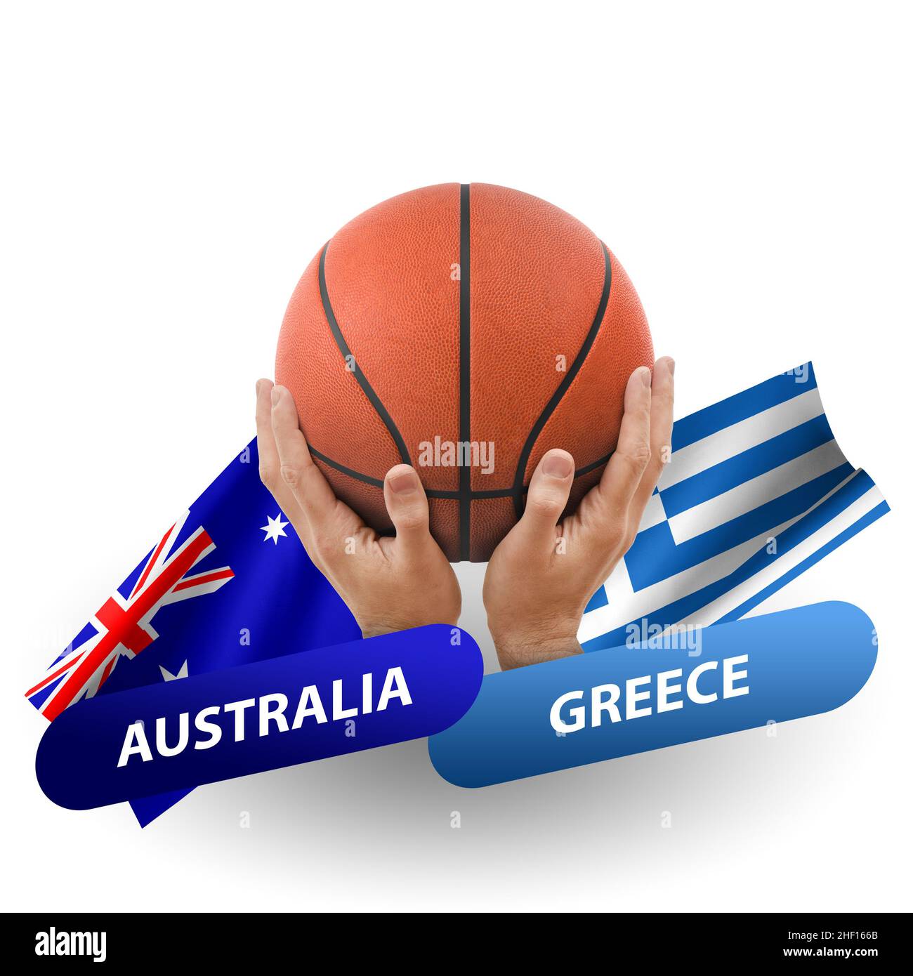Basketball competition match, national teams australia vs greece Stock ...