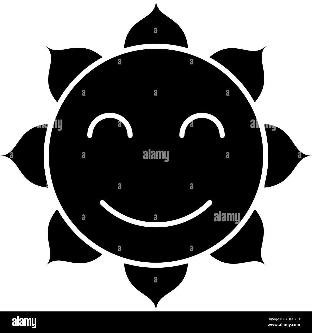 Smiling Sun Glyph Icon Vector Stock Vector Image And Art Alamy