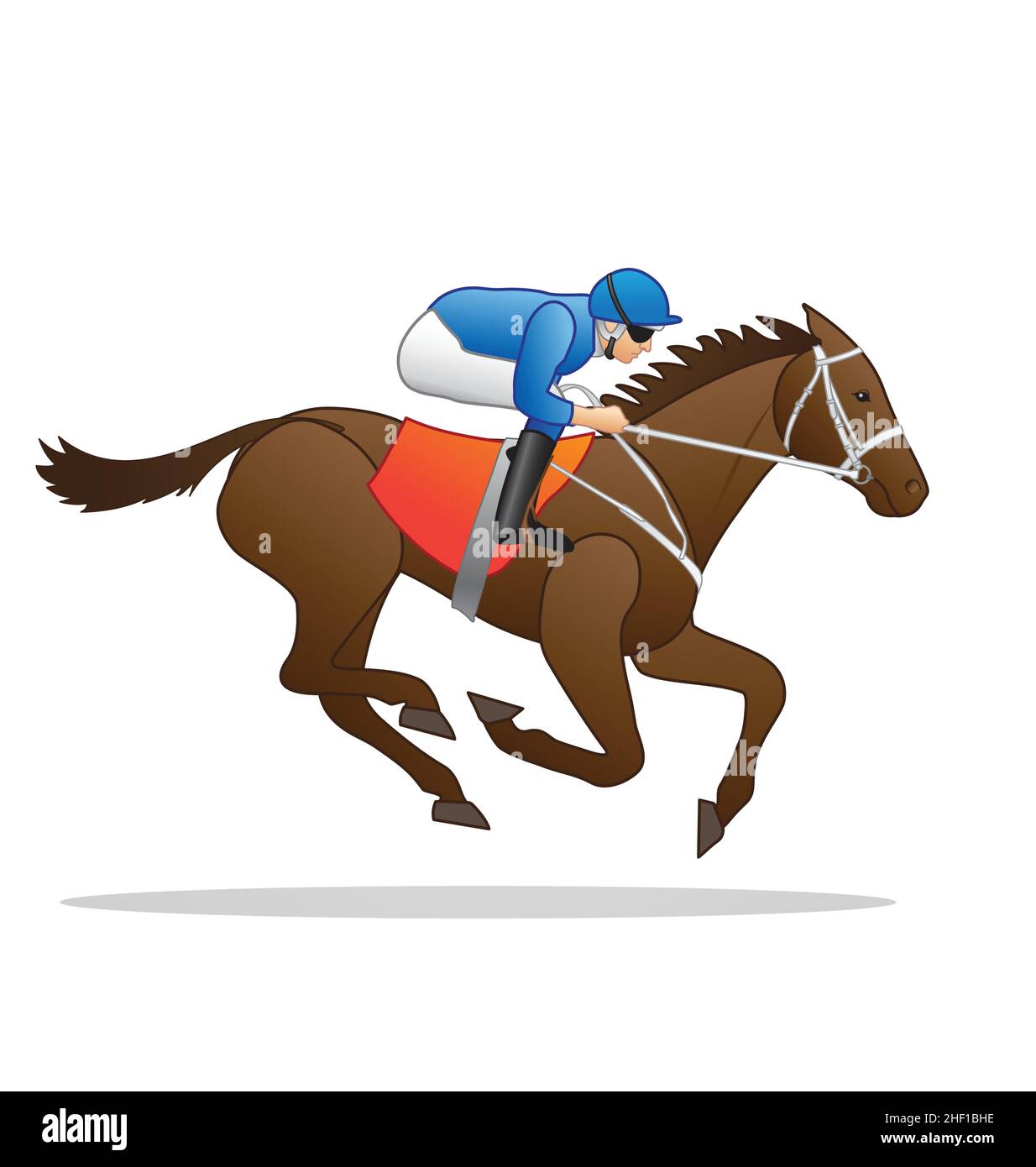 galloping race horse with jockey side view vector isolated on white ...