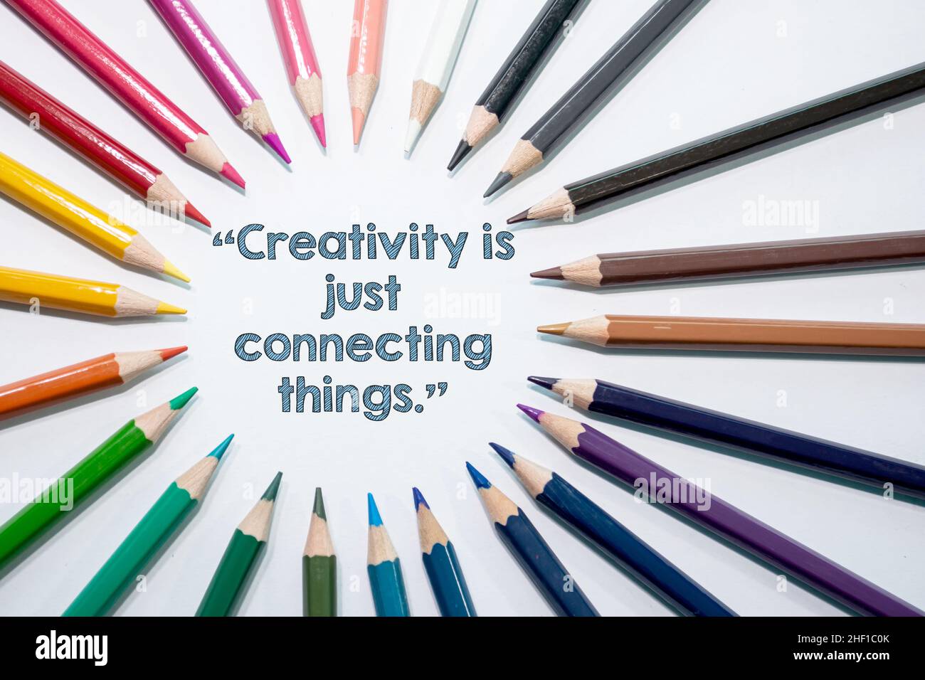 Creativity is just connecting things, Motivational quote on white ...