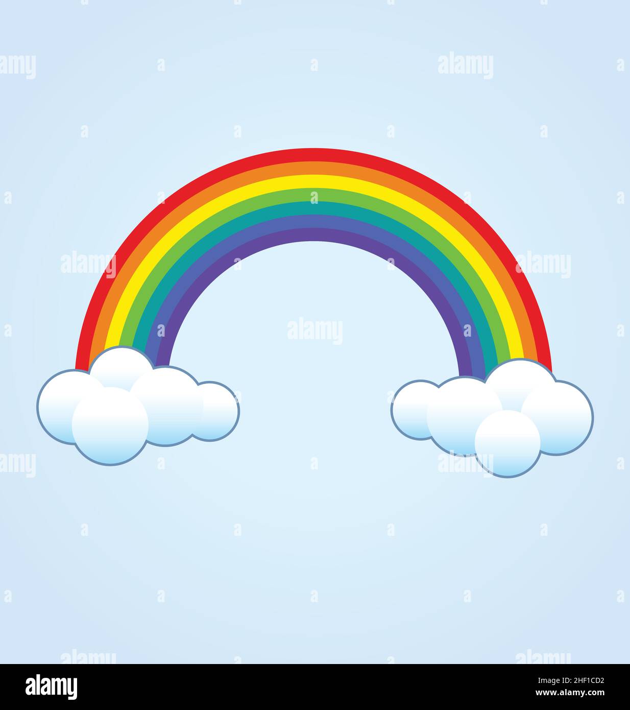 simple classic rainbow coming out of clouds kids arc spectrum vector ...