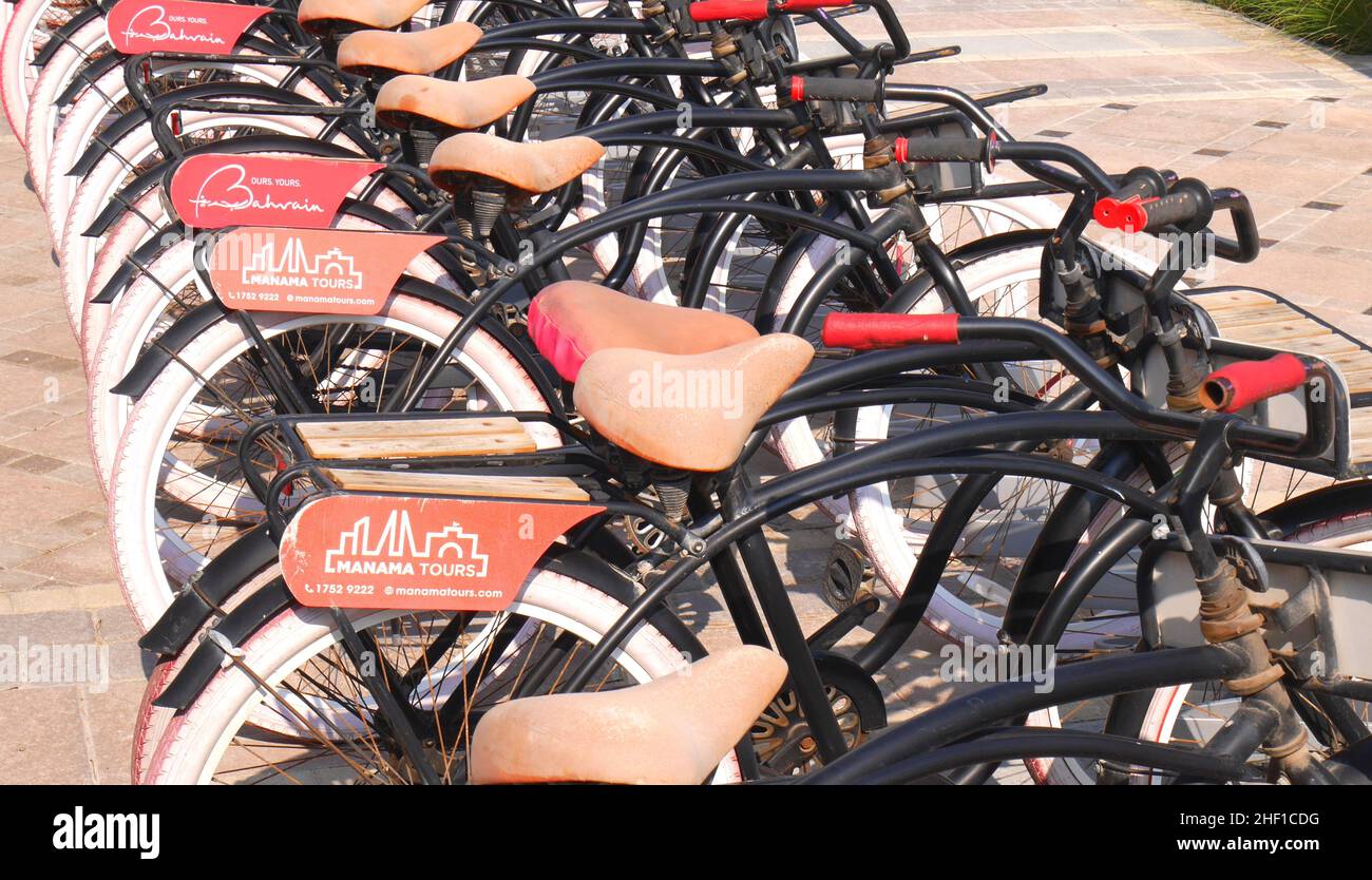 Rental bikes at the Park Development, Bahrain Bay, Manama, Kingdom of ...