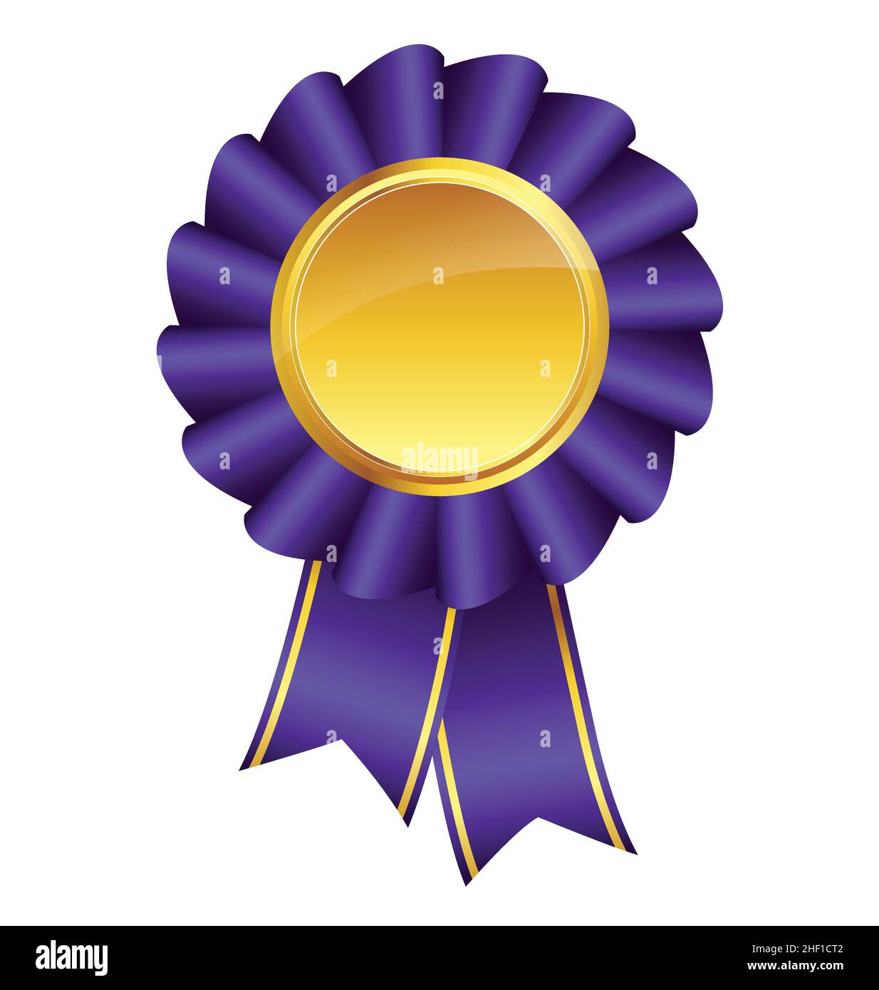 purple ribbon award icon element with gold center isolated on white ...