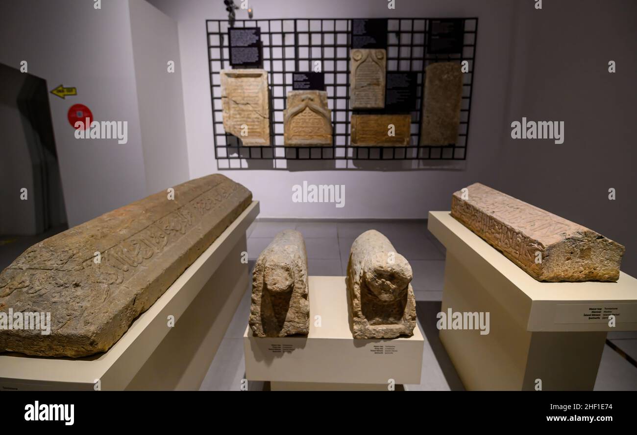 Sanliurfa, Turkey. Interior and artefacts of the archaeological museum ...