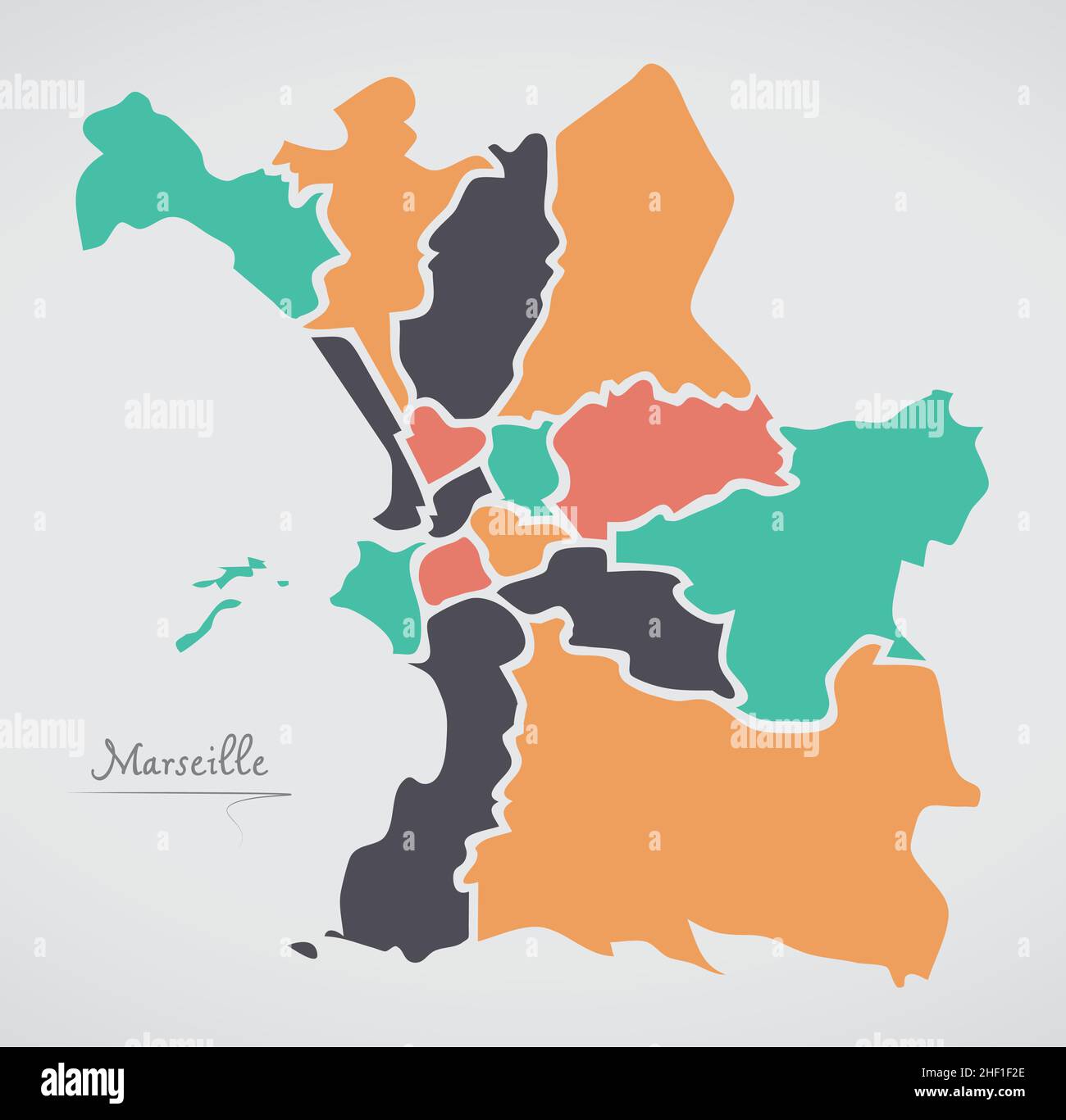 Marseille silhouette map Stock Vector Images - Alamy