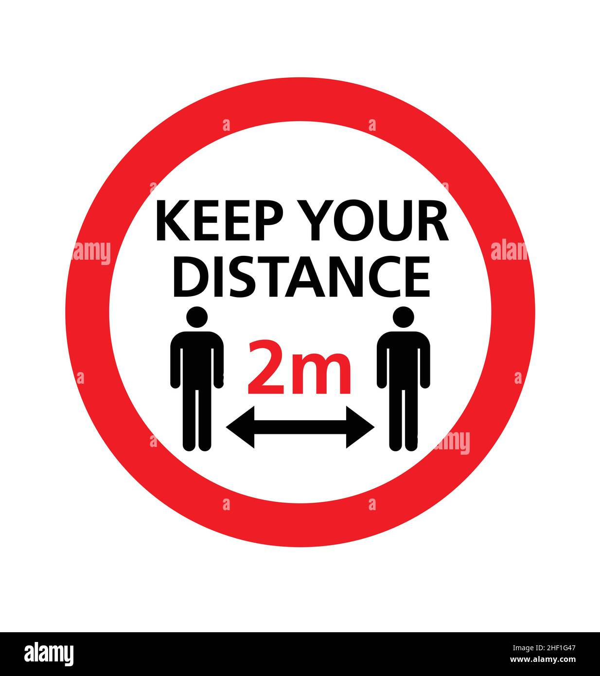 mind or keep your distance 2m covid 19 2 metres sign vectro isolated on ...