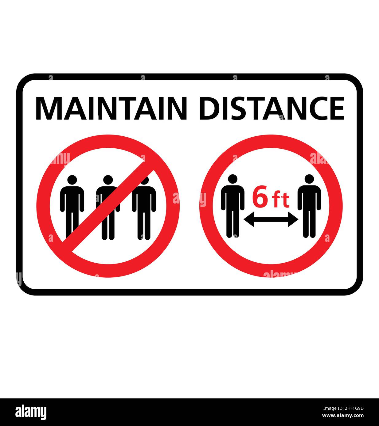 maintain distance 6 feet ft no assembly sign covid19 covid 19 ...