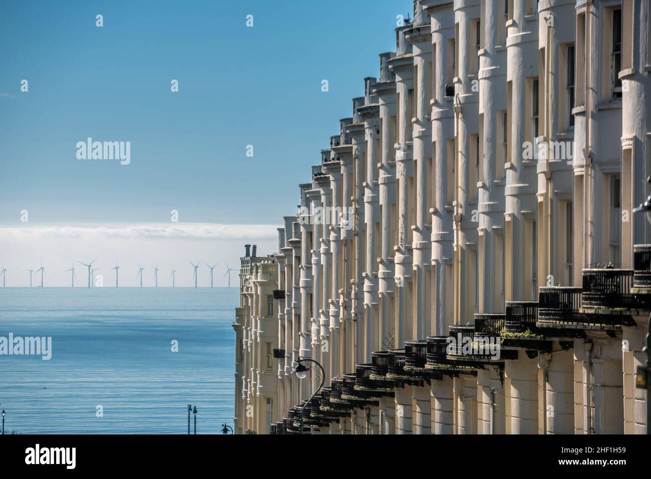 Brighton, January 13th 2022: The Rampion Wind Farm is visible today ...