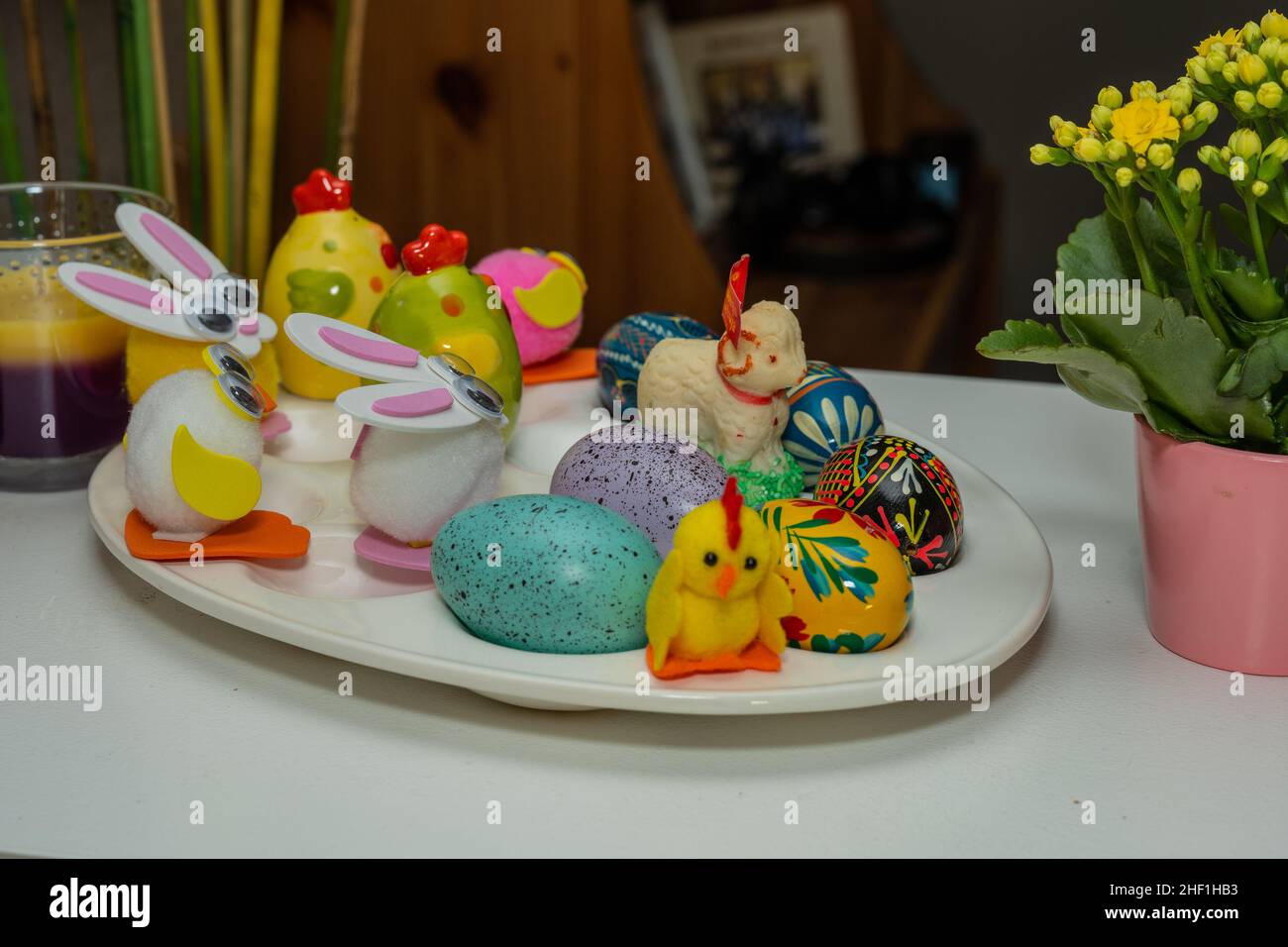 Easter decorations inside a house Stock Photo - Alamy