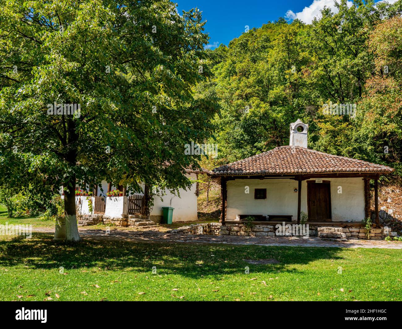 View at traditional 19th century Serbian house at Lepenski Vir, Serbia ...