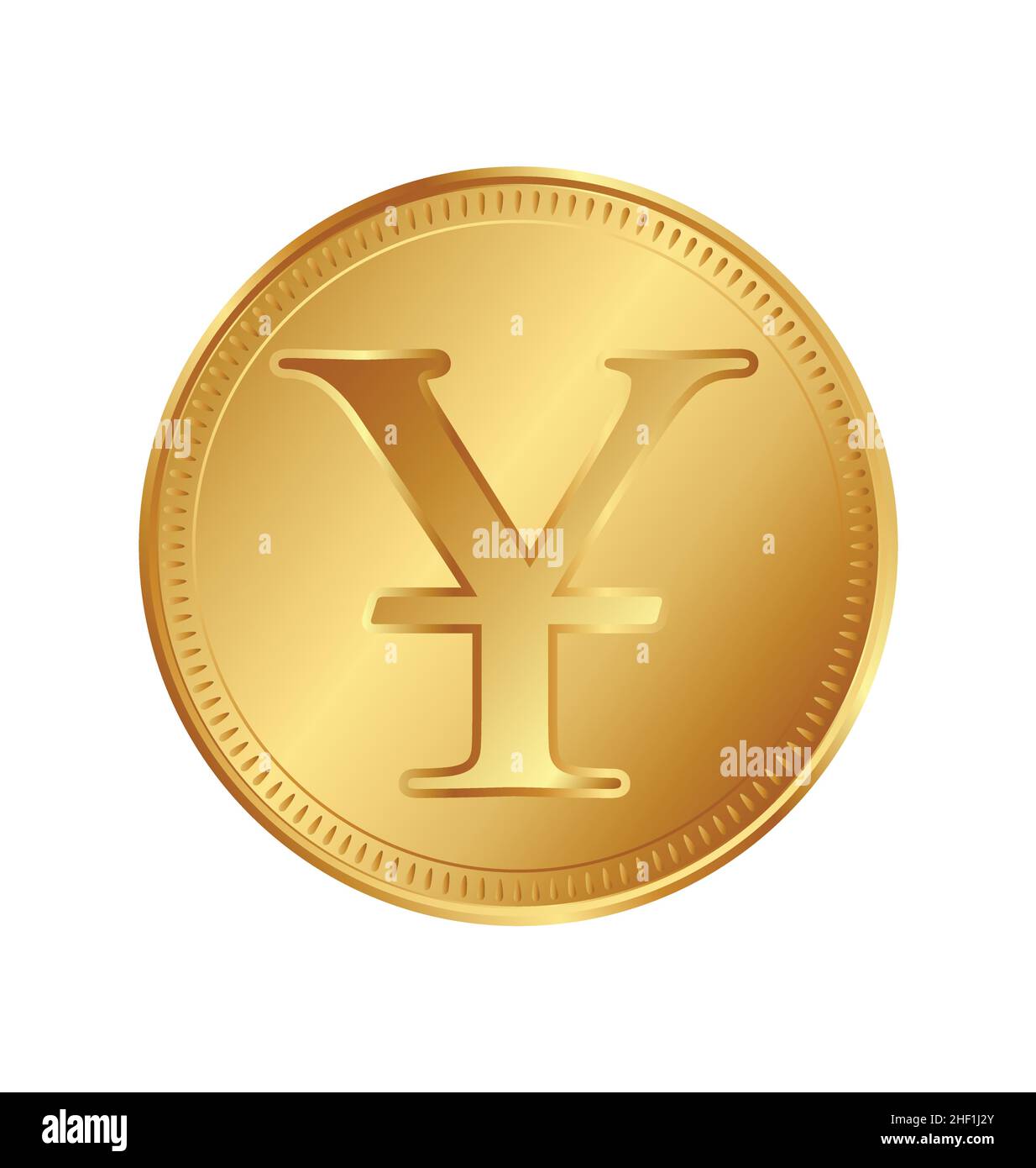shiny gold yen coin japanese money currency vector isolated on white ...