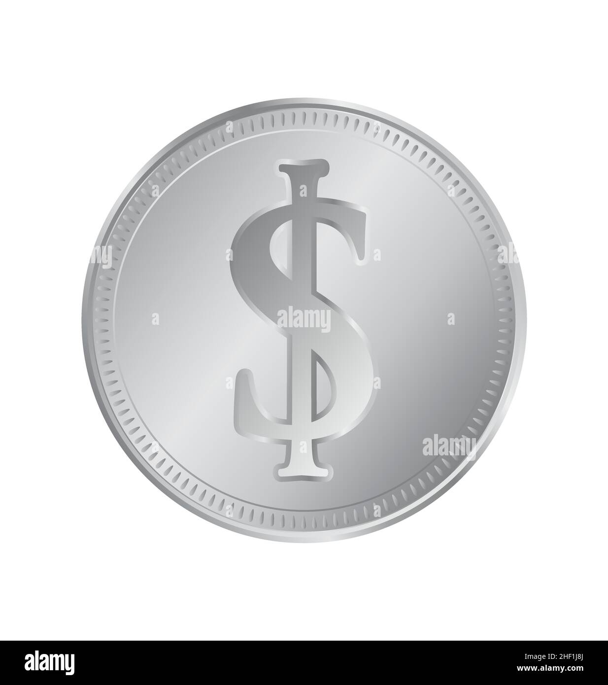shiny silver dollar coin money vector isolated on white background ...