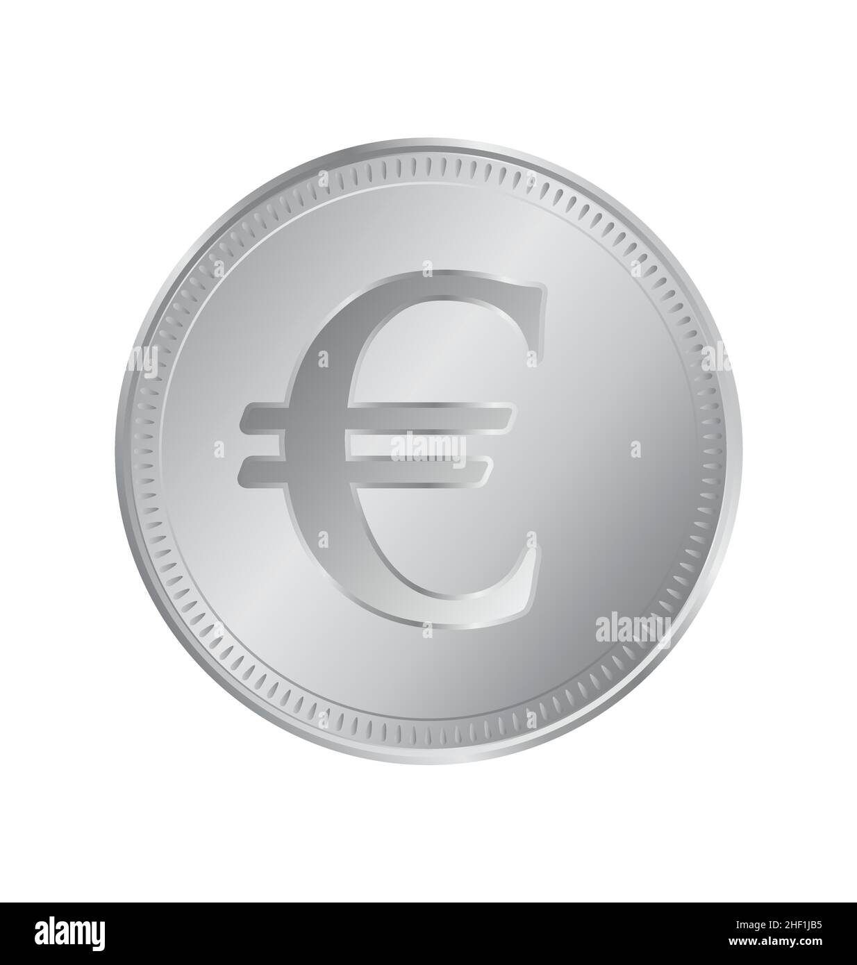 shiny silver euro european coin money vector isolated on white ...