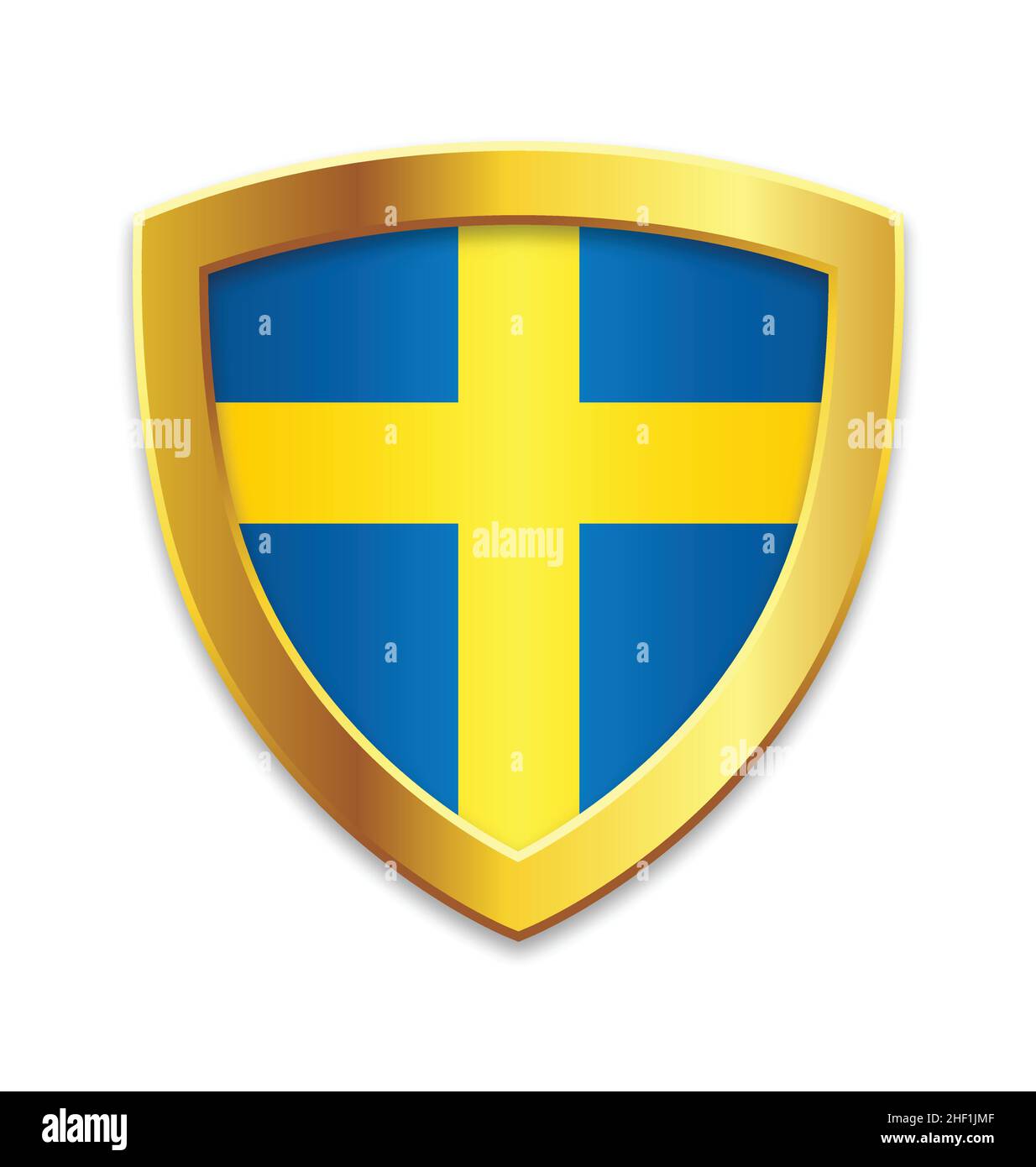shield shape with gold edge with sweden swedish flag vector isolated on ...