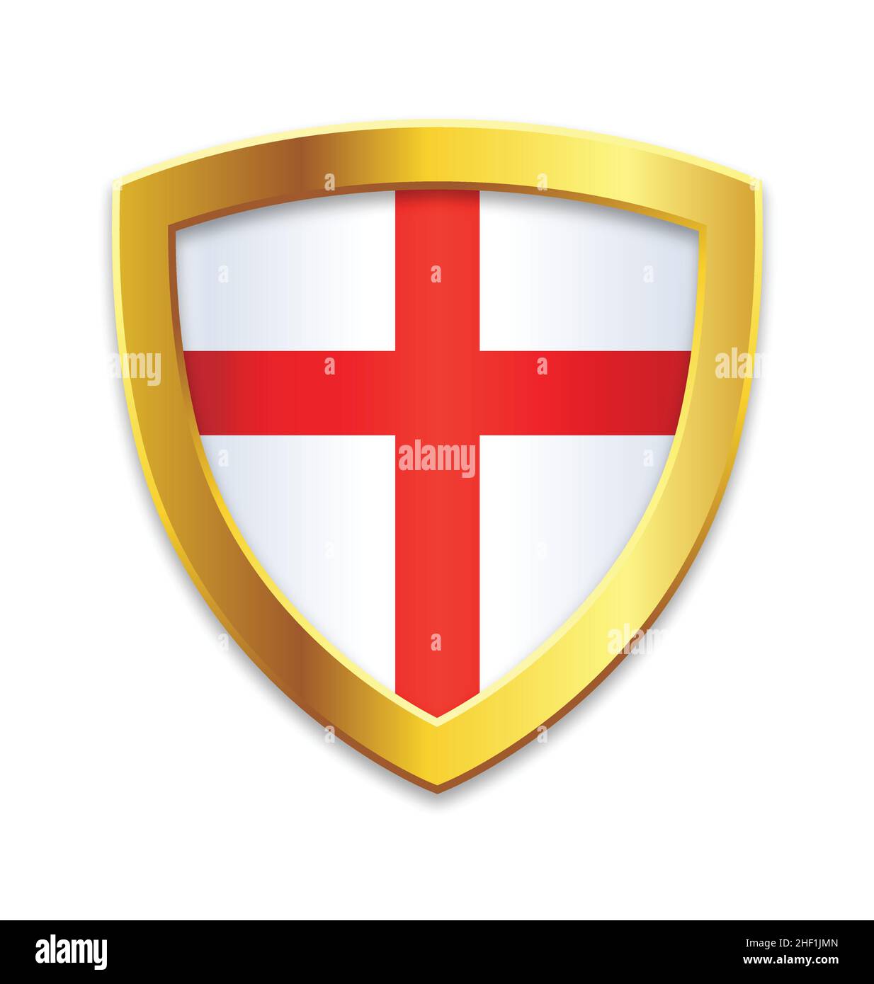 shield shape with gold edge with english st saint george cross flag ...