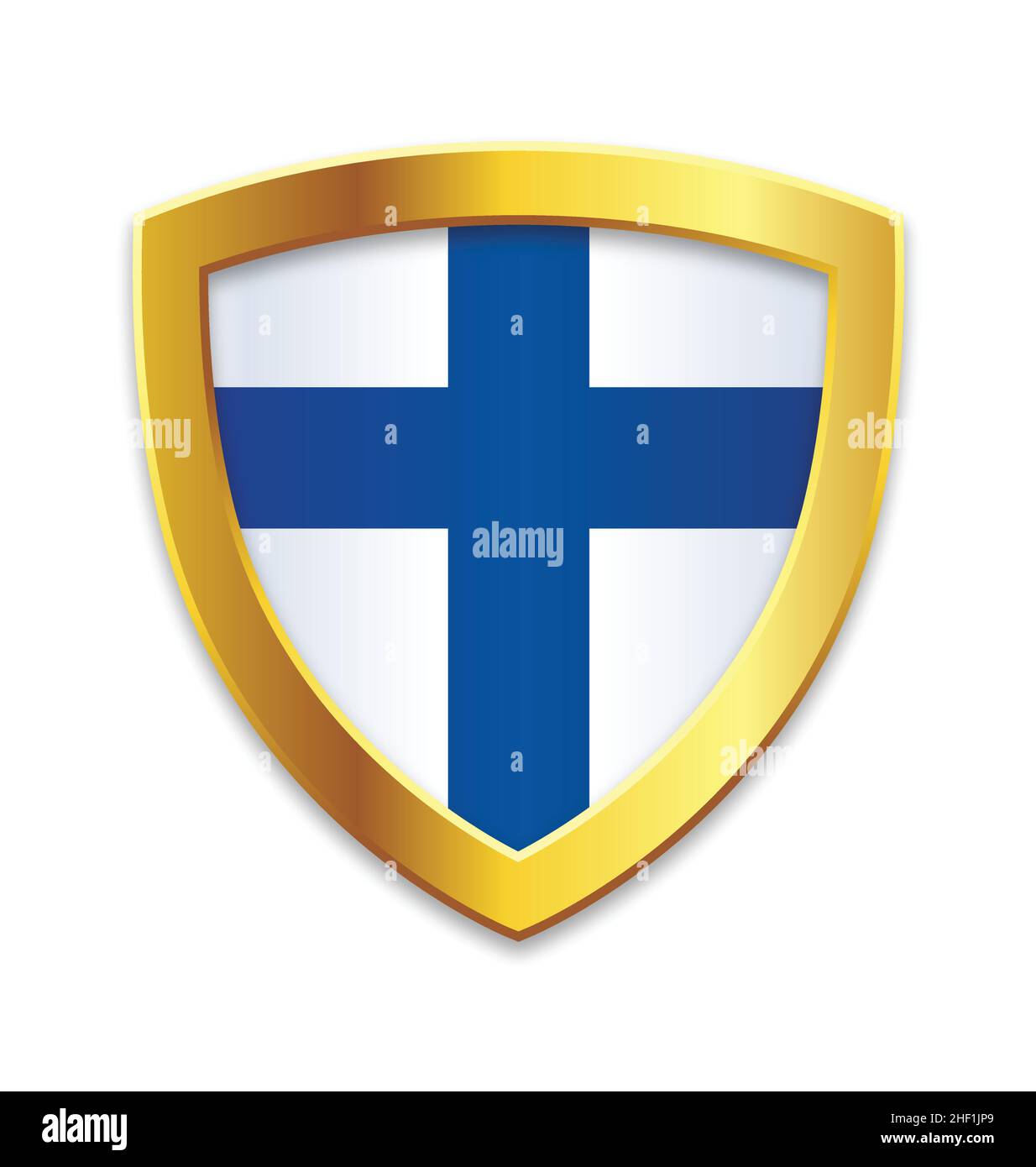 shield shape with gold edge with finland finnish flag vector isolated ...