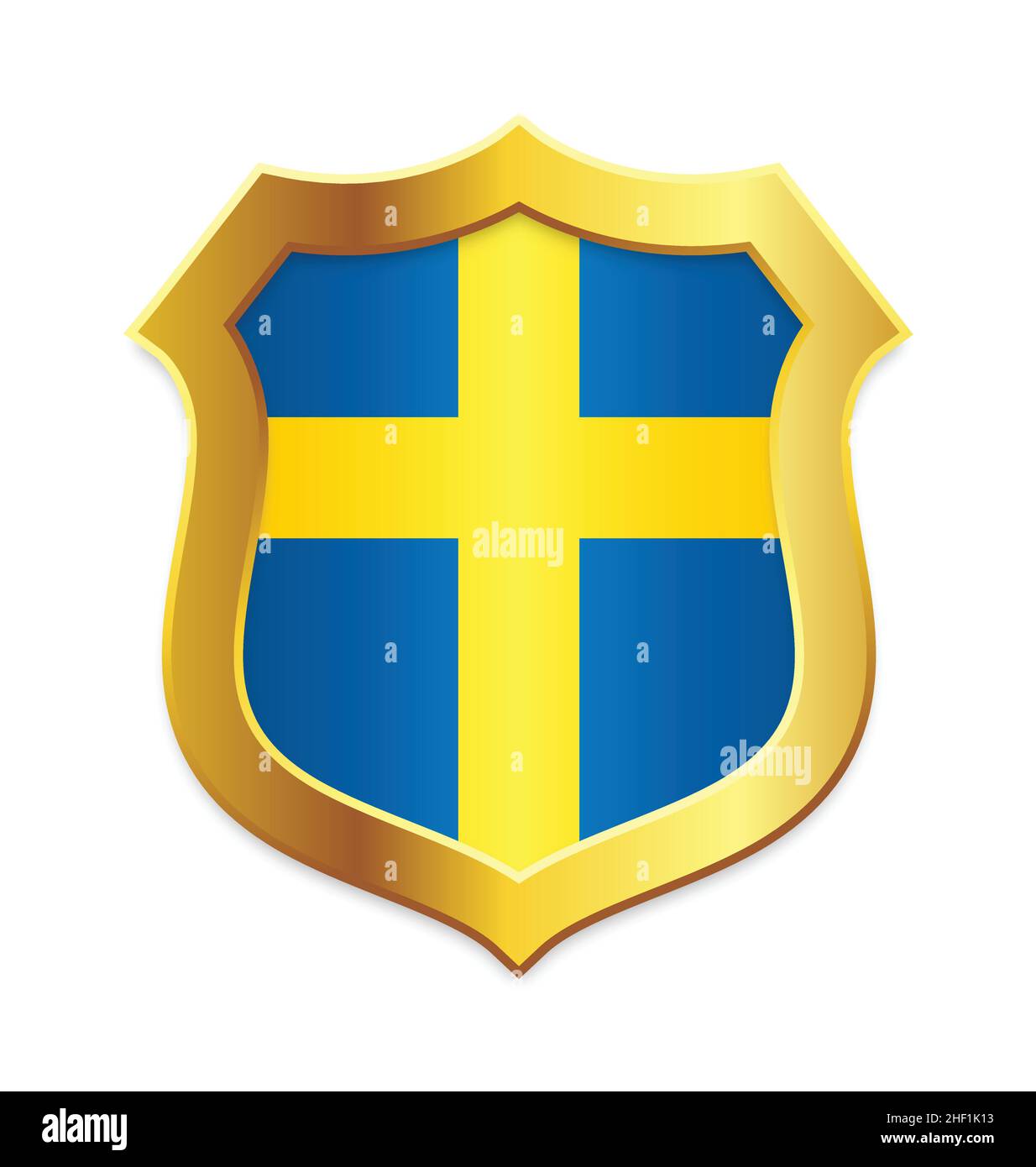 shield shape with gold edge with sweden swedish flag vector isolated on ...