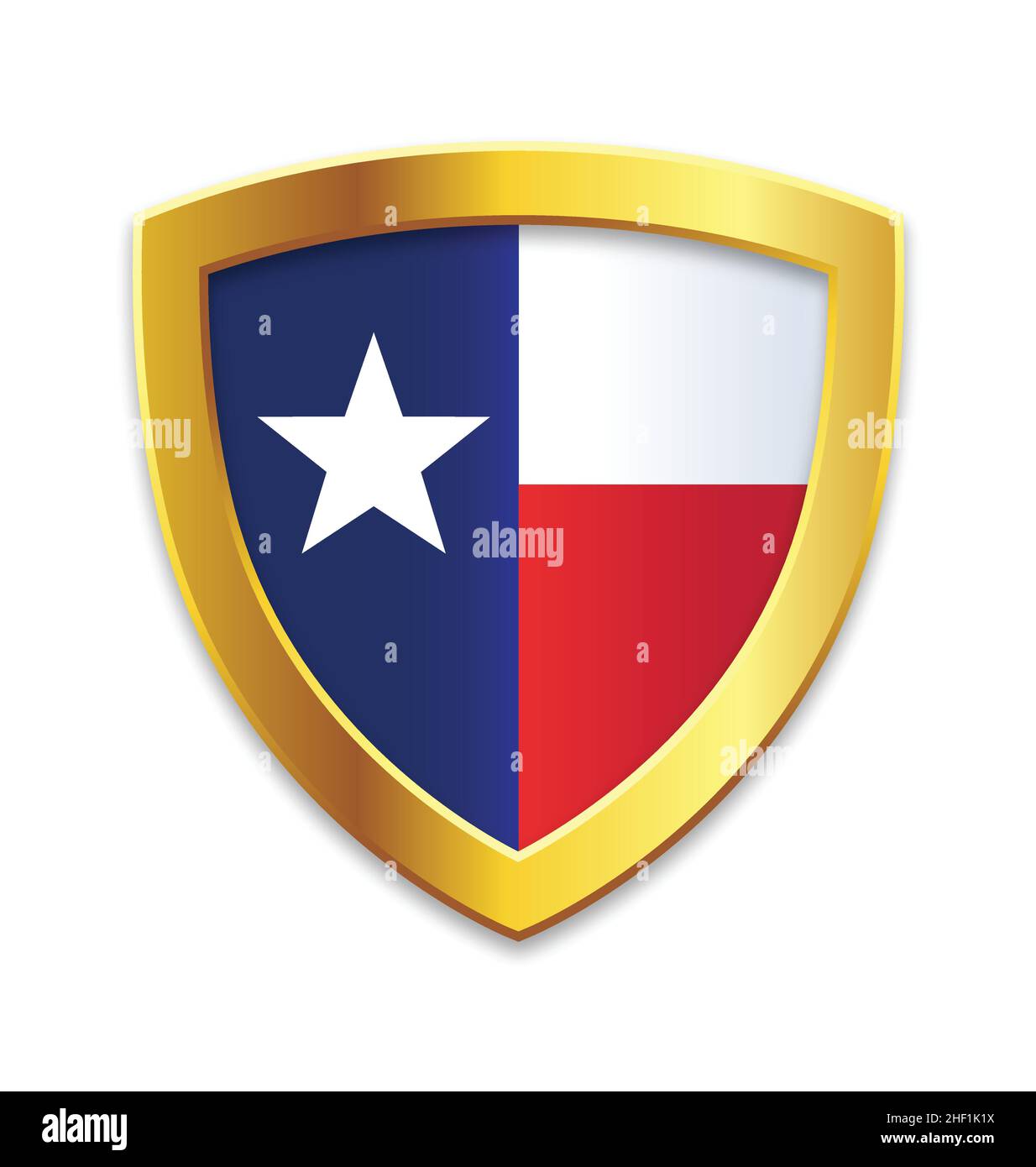 shield shape with gold edge with texas tx state flag vector isolated on ...