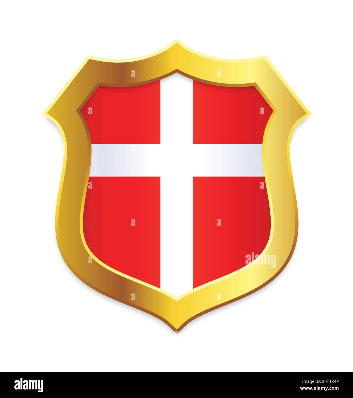 shield shape with gold edge with danish denmark flag vector isolated on ...