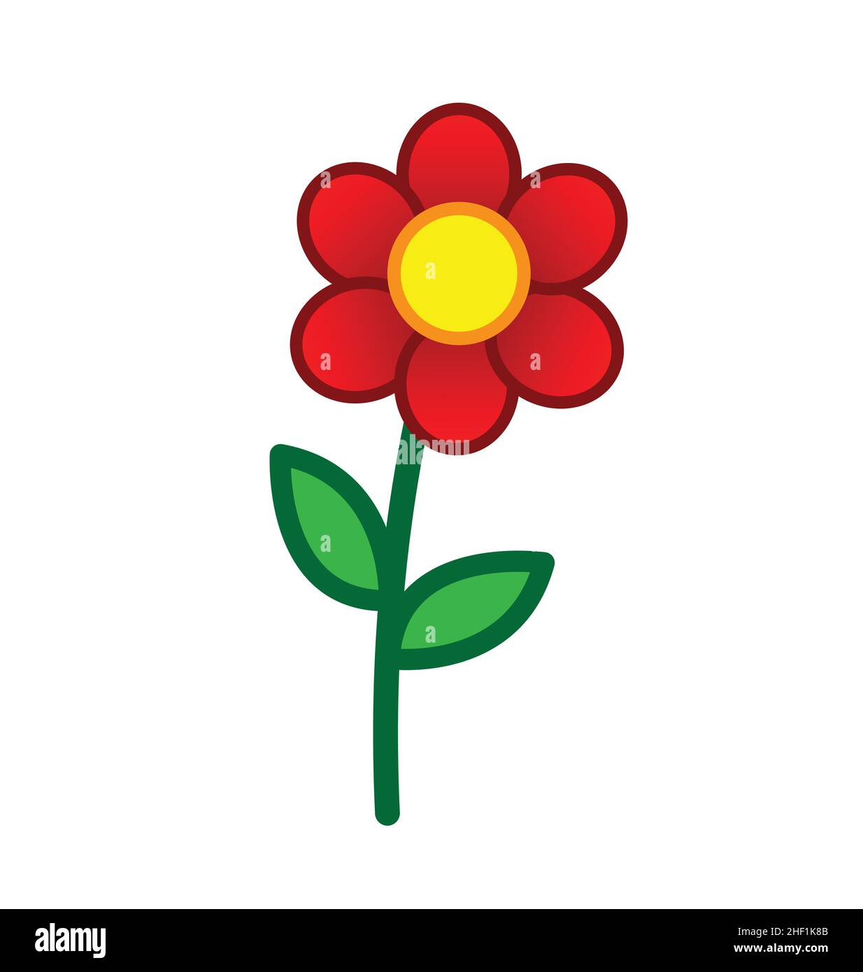 simple cartoon red flower posie vector isolated on white background ...