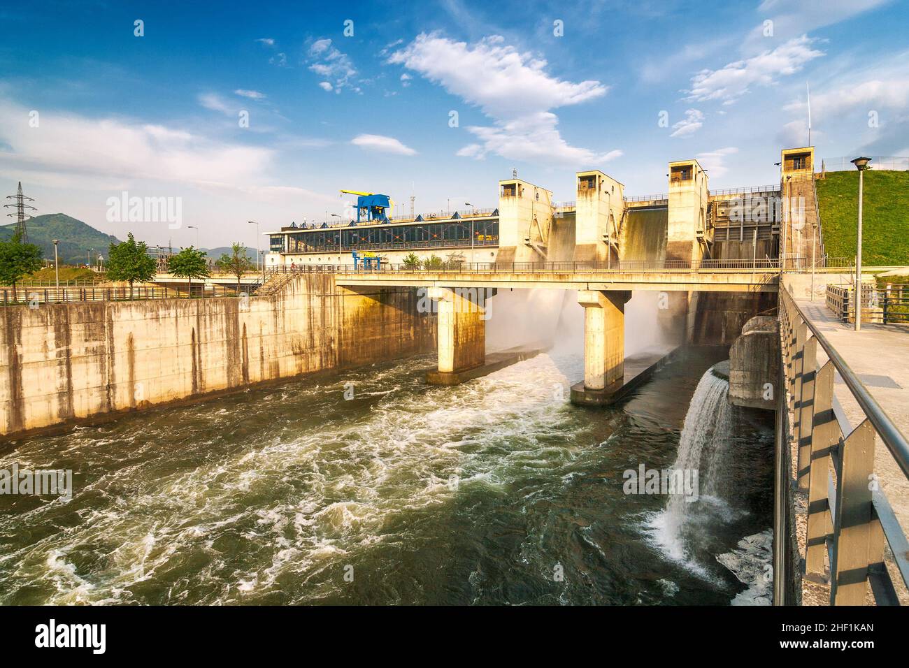 Draining water from the hydroelectric dam Stock Photo - Alamy
