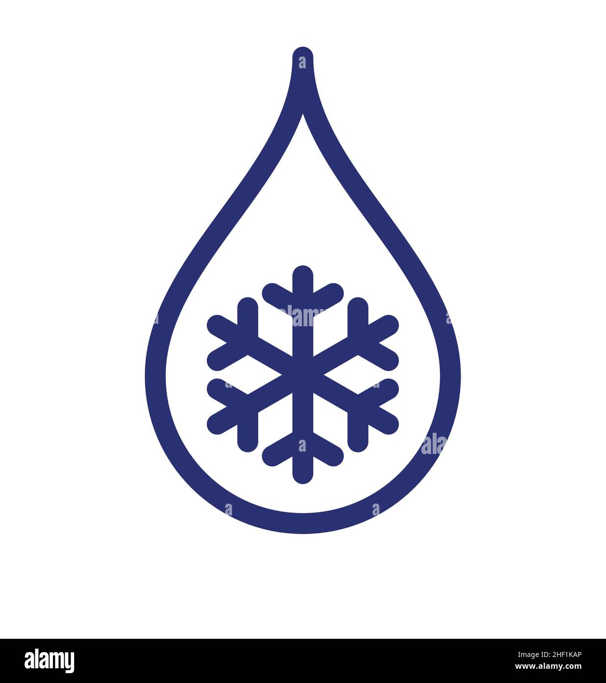 simple cold water droplet with snowflake icon symbol emblem freezing ...