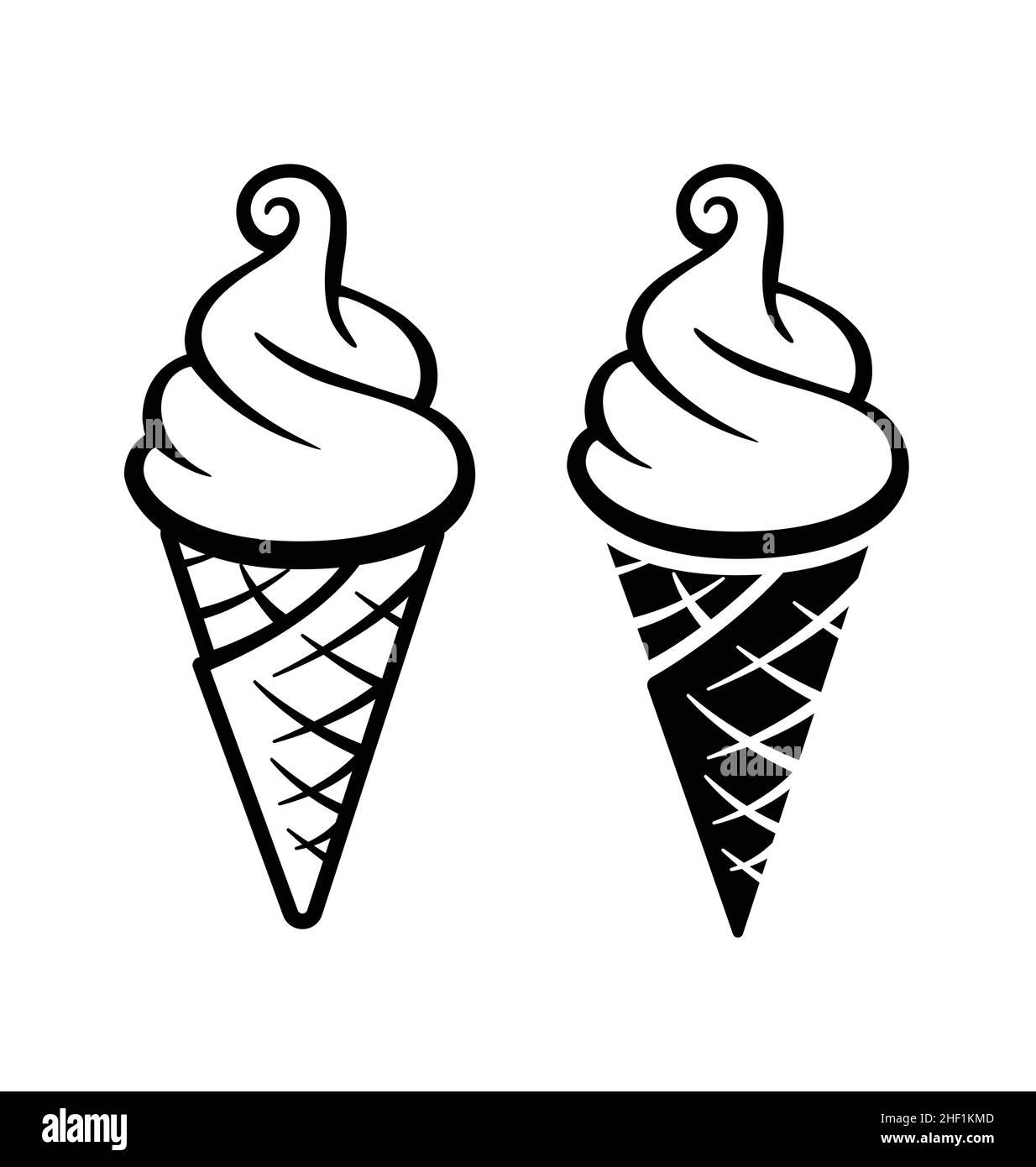 Ice Cream Cone Drawing Black And White