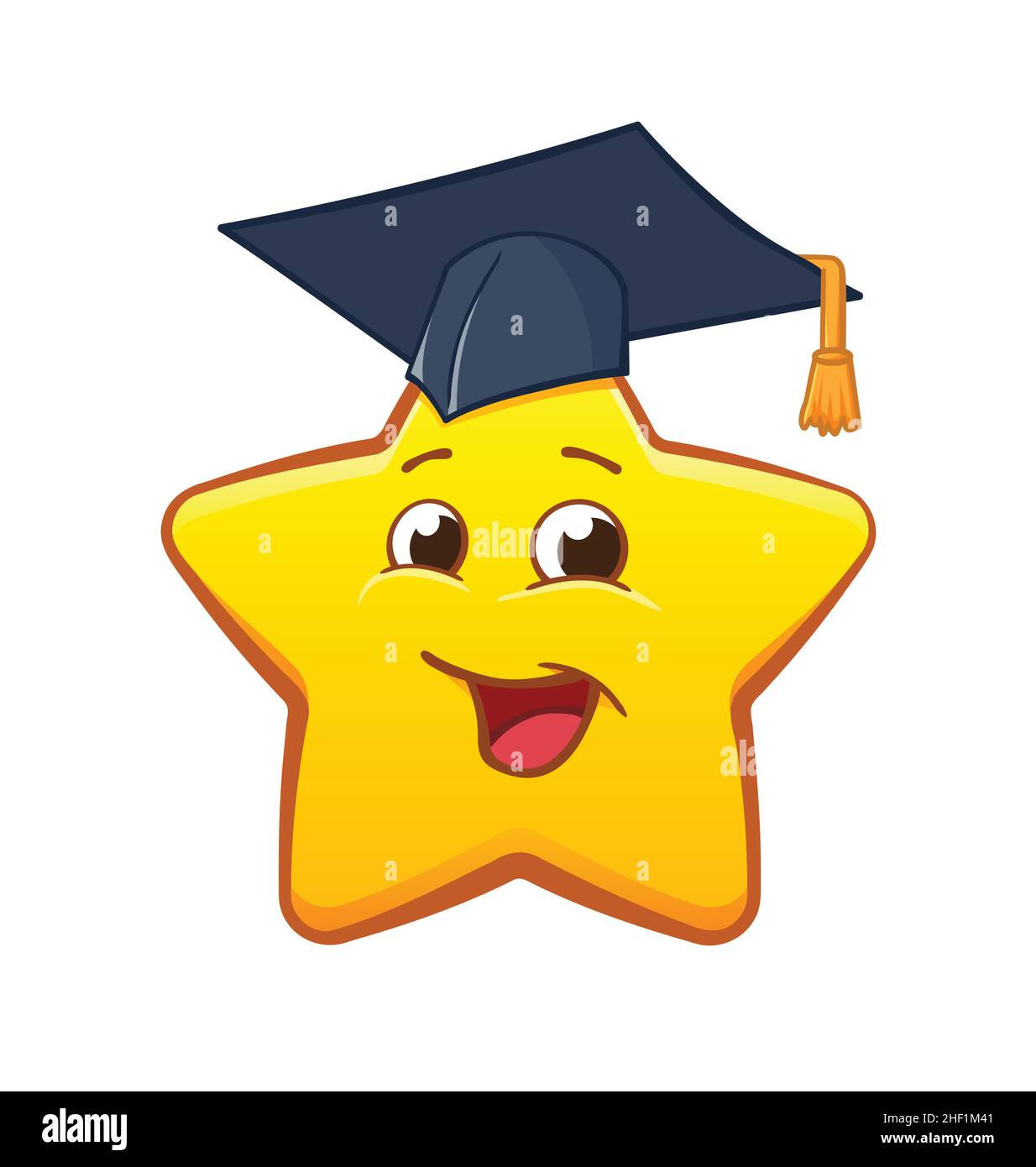 cute happy smiling fun yellow cartoon student star character graduation ...