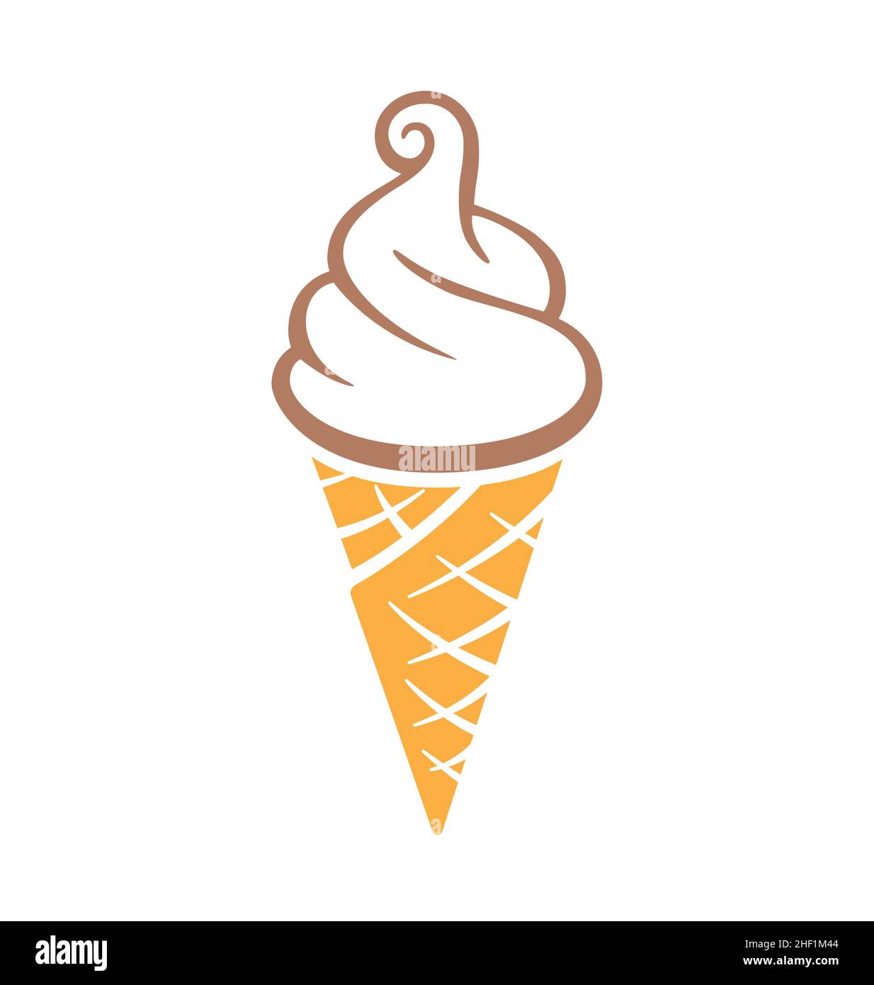 Simple Fun Cartoon Soft Serve Chocolate Choc Brown Icecream In Waffle